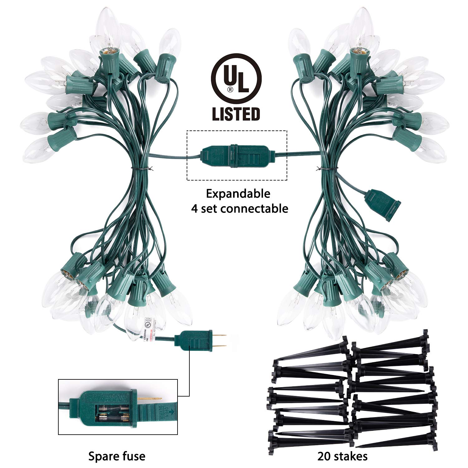 Snapklik.com : Brightown C9 Christmas Pathway String Lights Outdoor - 4 ...