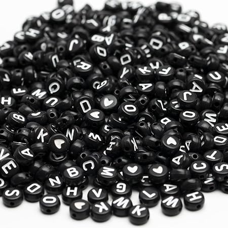Amazon.com: Song Xi 1400pcs White Round Acrylic A-Z Alphabet Beads Gold ...