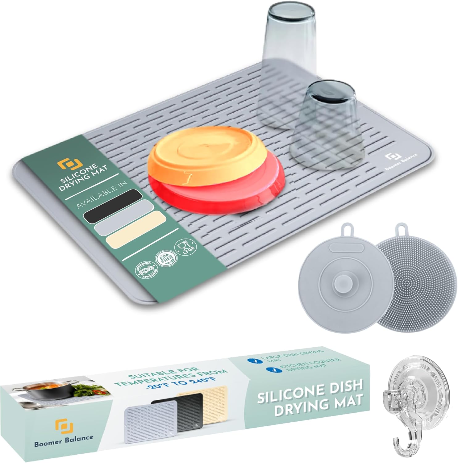 Amazon.com: BOOMERBALANCE Dish Drying Mats for Kitchen Counter, Dish ...