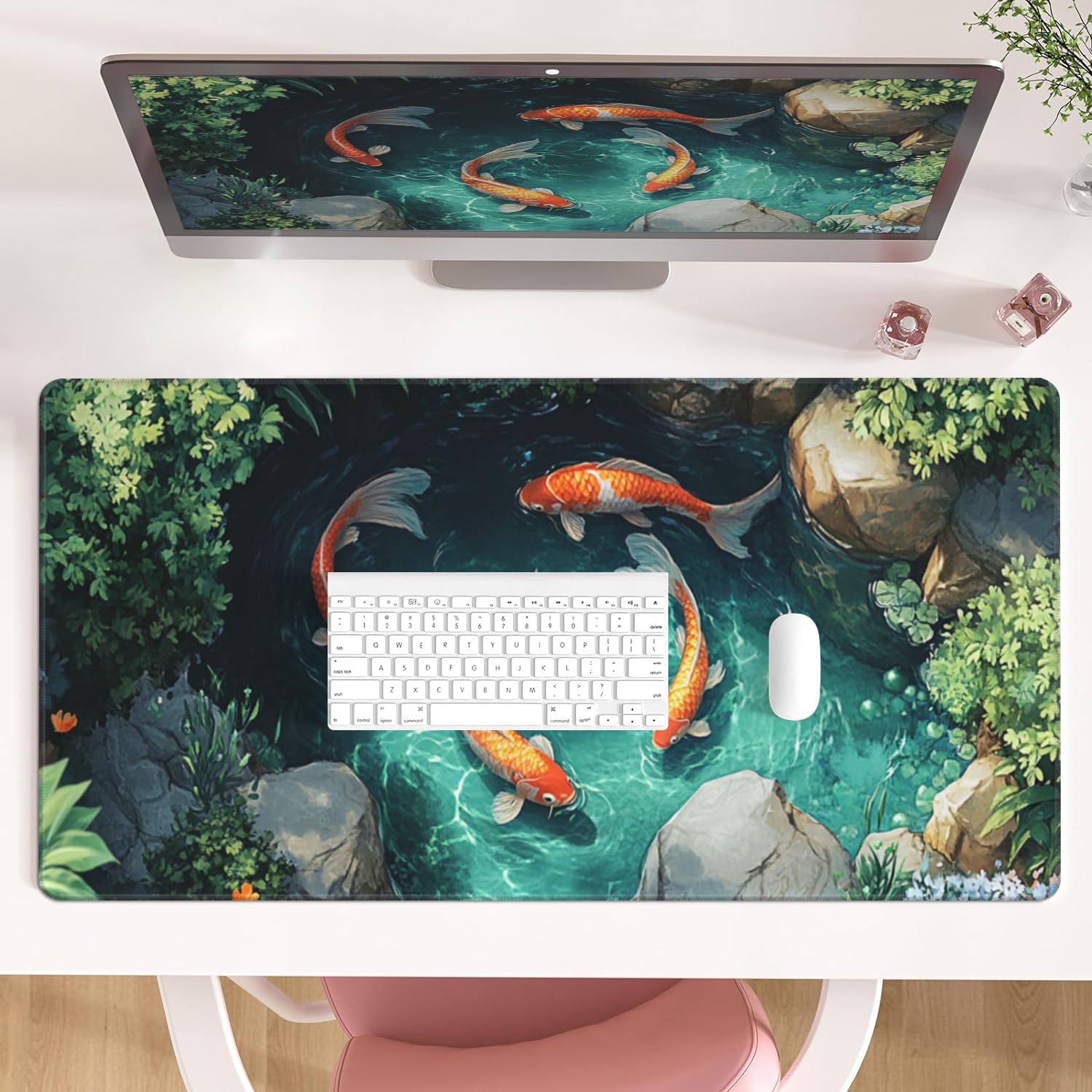 Amazon.com : AQQA Gaming Cute Koi Fishes Mouse Pad XL - Large Mouse Mat ...
