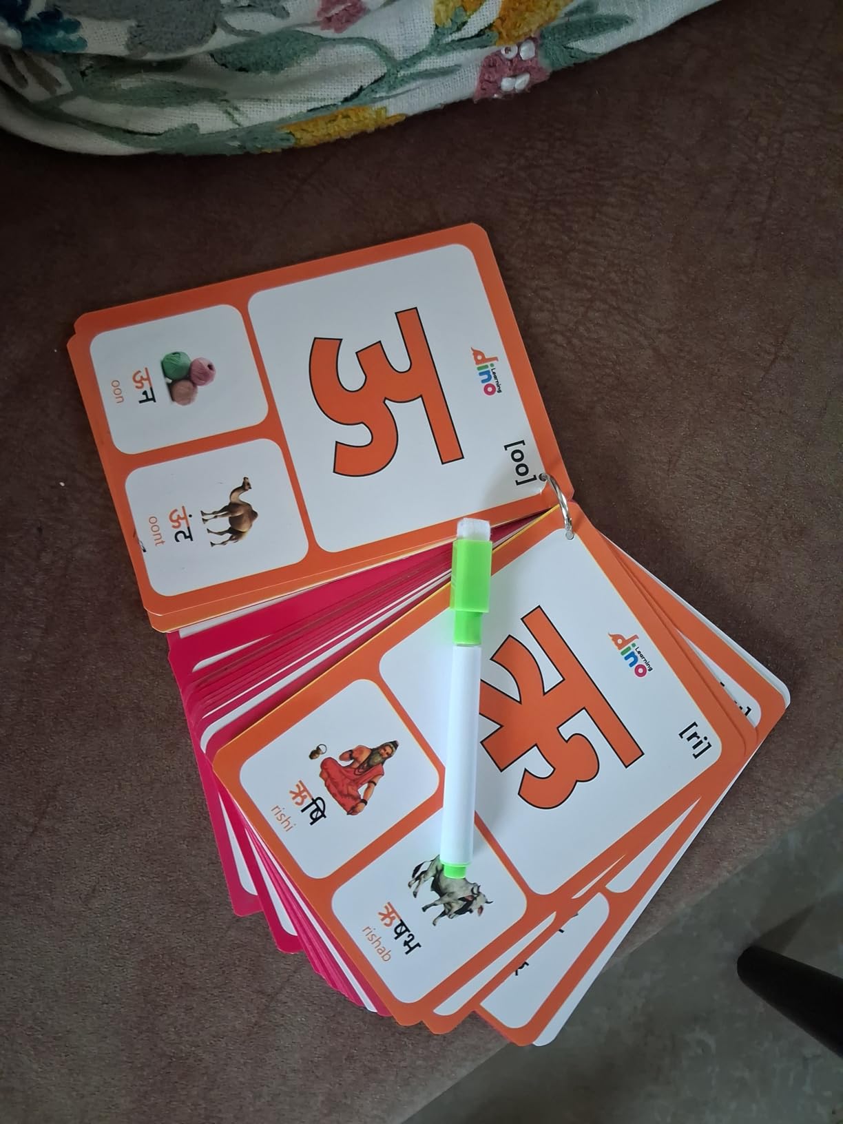Learning Dino Kids Hindi Varnamala Language_Skills Flash Cards, Wipe ...