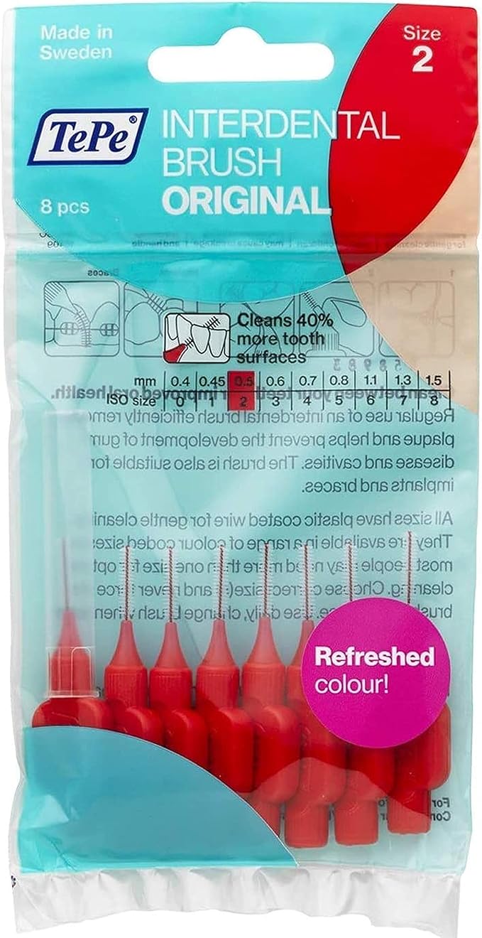 TePe Interdental Brushes red 0,5 mm 2X 8er Pack : Amazon.co.uk: Health ...