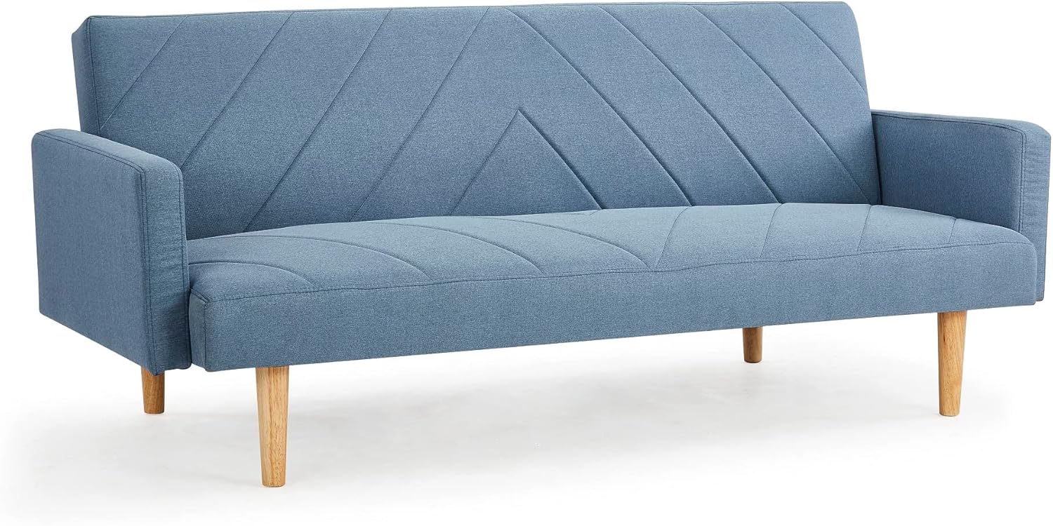 Home Detail 3 Seater Sofa Bed Fabric Chevron Design Wooden Leg Frame ...