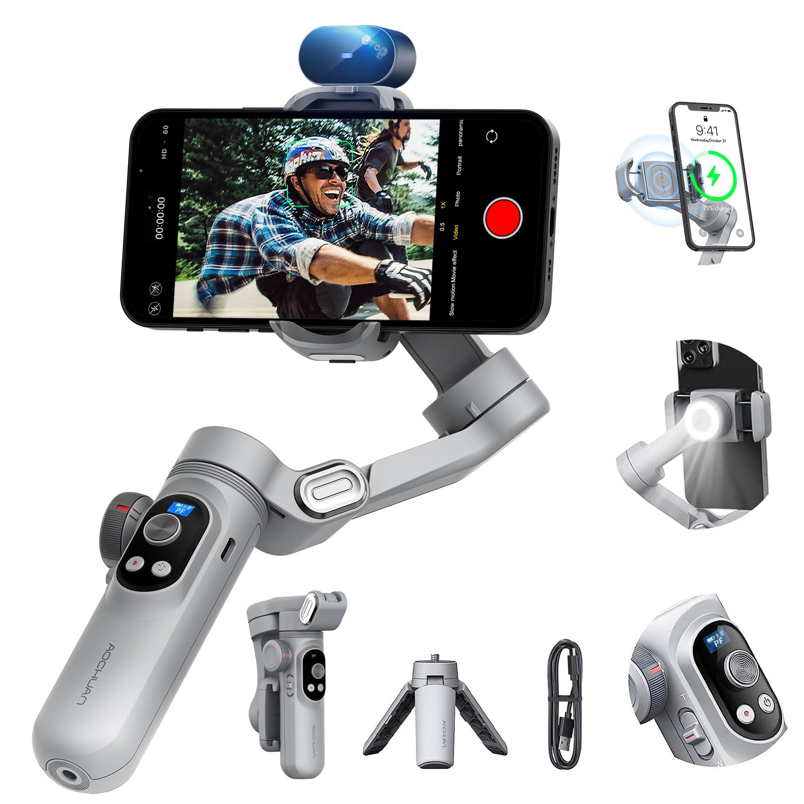 Amazon.com: Gimbal Stabilizer for Smartphone AI Tracking(No App), 3 ...