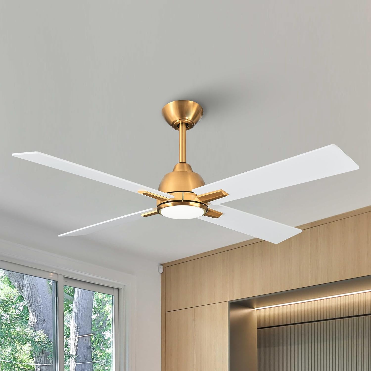 Amazon.com: Parrot Uncle Gold Ceiling Fans with Lights 48 Inch Modern ...