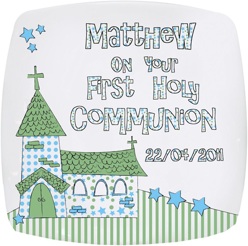 Amazon.com: Personalised Blue First Holy Communion Plate, Unique ...