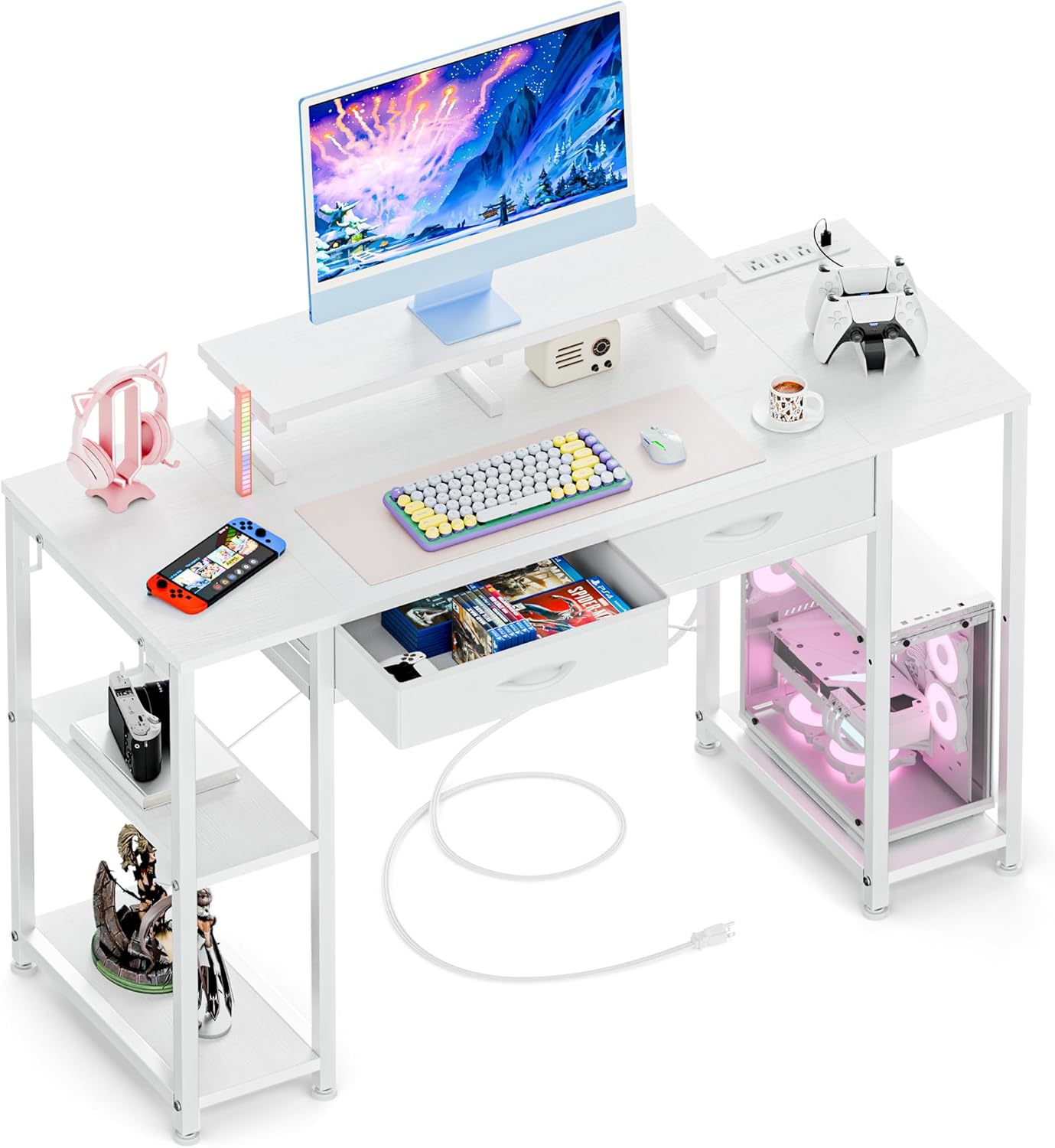 Amazon.com: GIKPAL 47 inch Computer Desk with Storage and Shelves ...