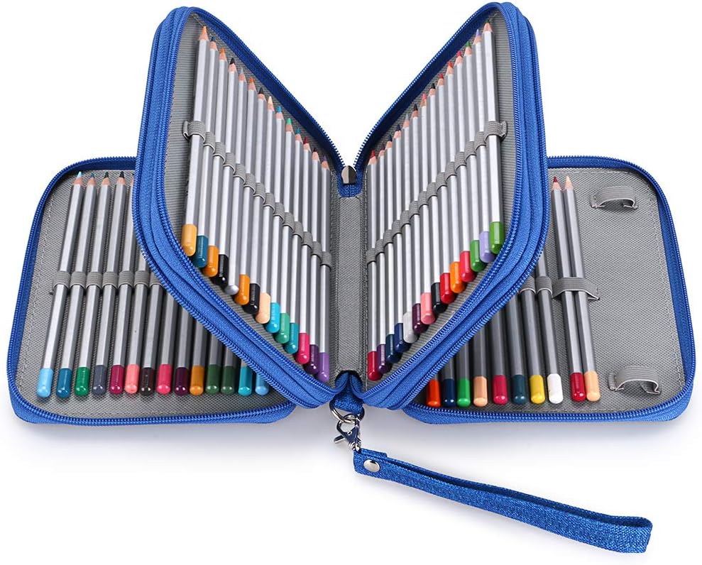 Amazon.com: BTSKY Zippered Pencil Case-Canvas 72 Slots Handy Pencil ...