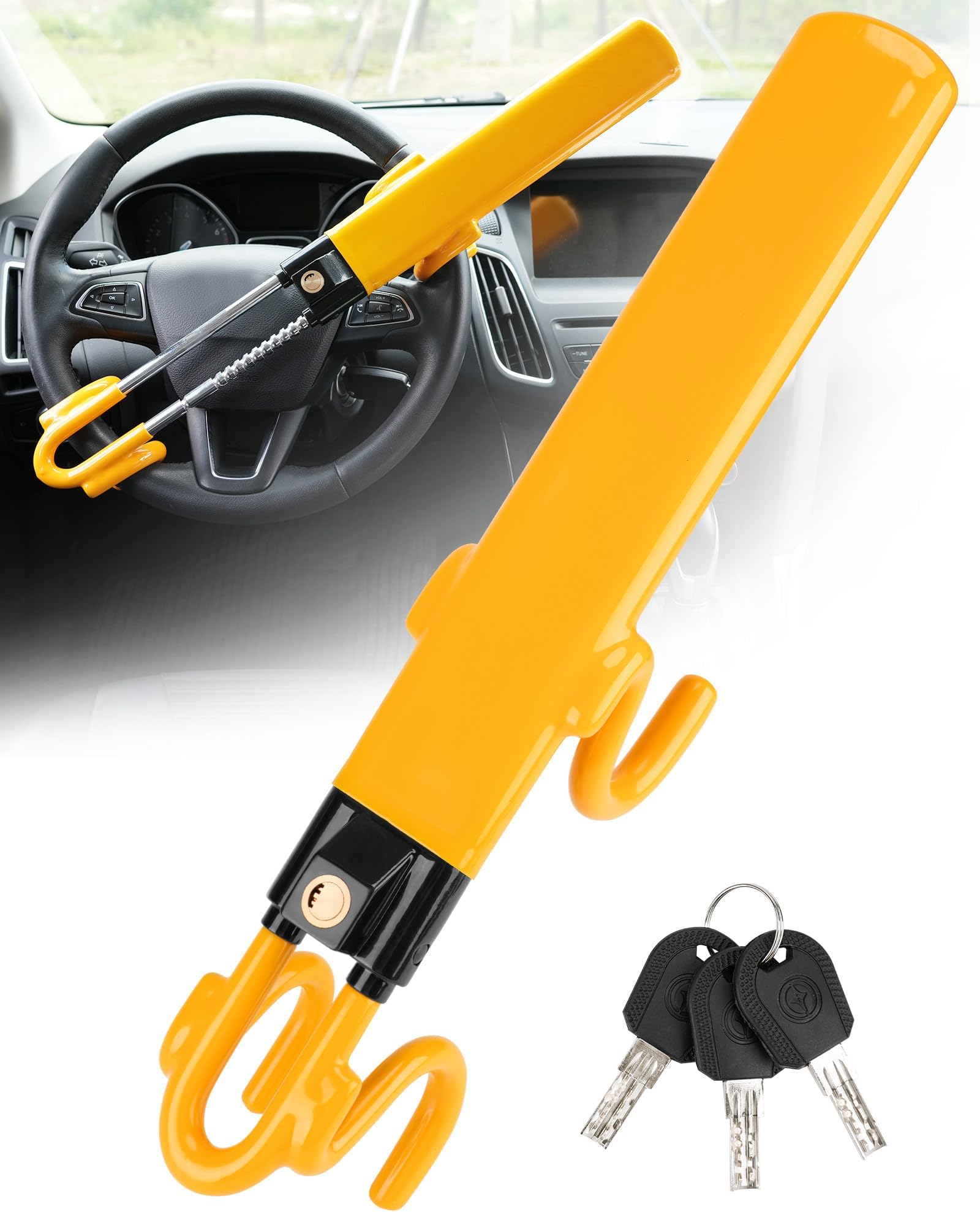 Tevlaphee Steering Wheel Lock Anti-Theft Car Device Heavy Duty Security ...
