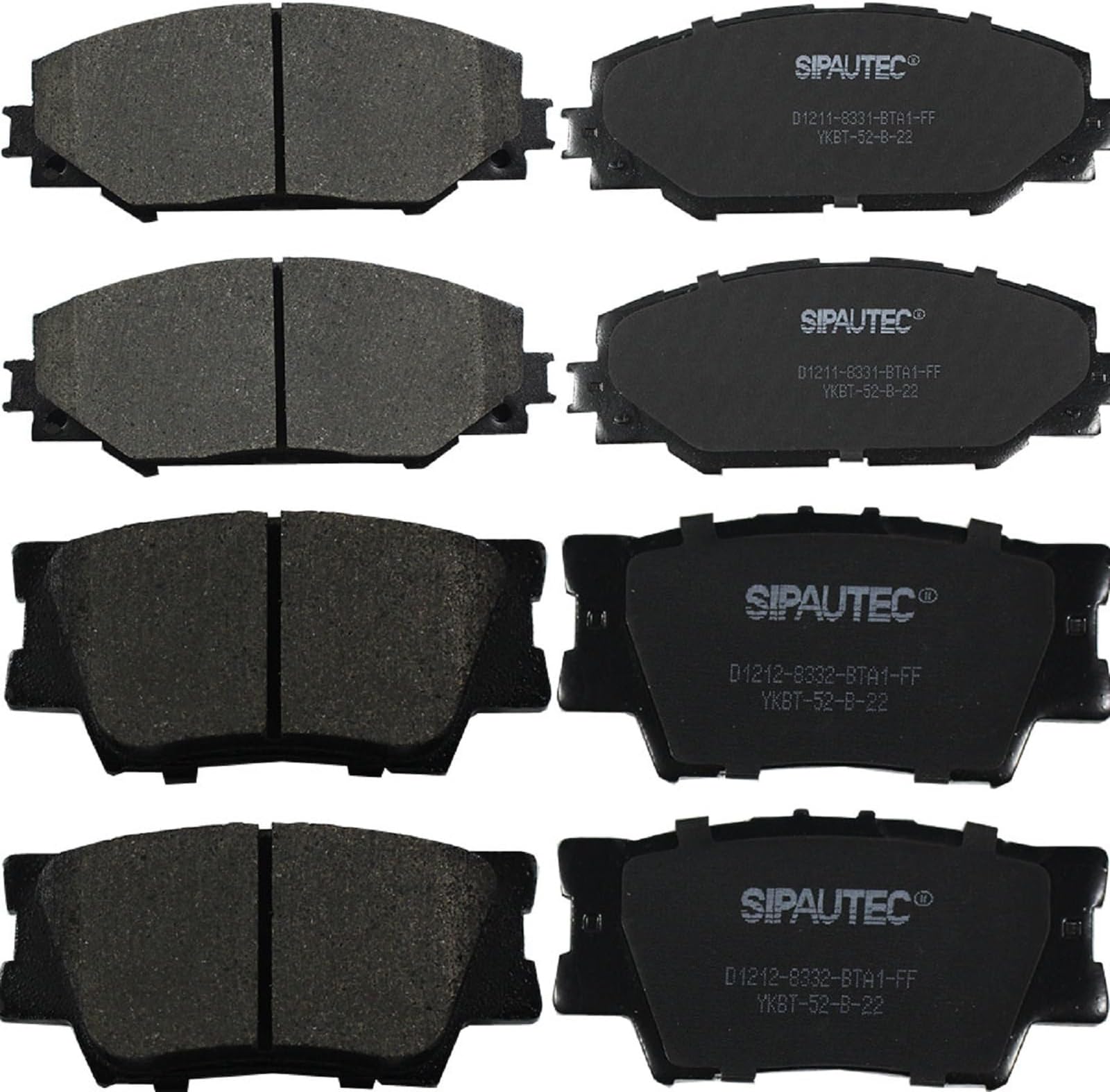 Amazon.com: SIPAUTEC-Front and Rear Brake Pad Set Replacement For 4-Wheel Set Ceramic Disc Brake ...