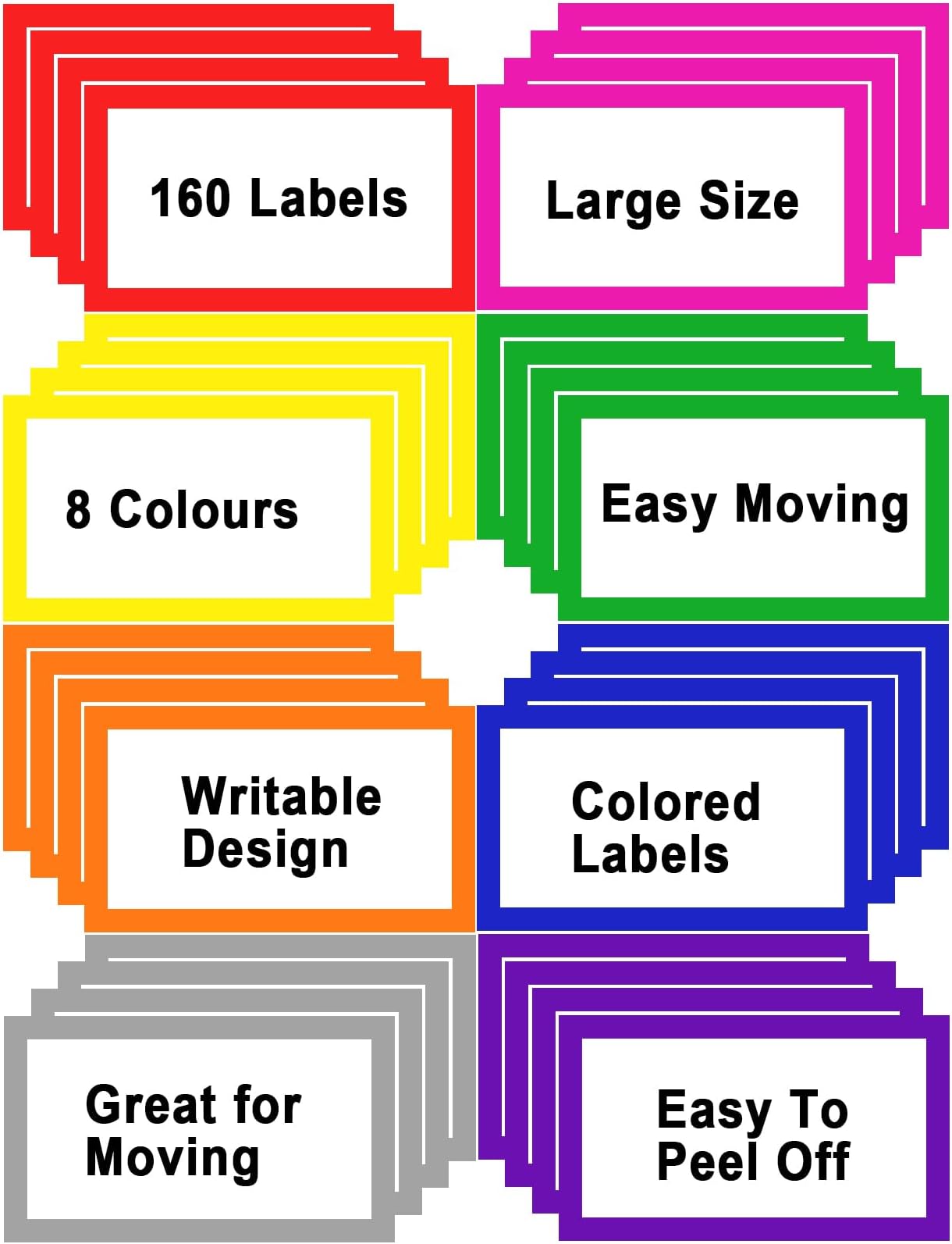 15x10cm Large Moving Labels for Boxes, 8 Color-Coded Home Moving ...