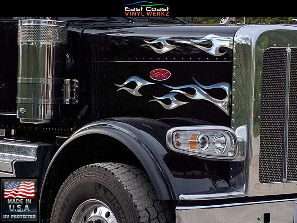 Amazon.com - No. 12 Semi Truck Flame Decals - Sunken White/Blue Fade ...