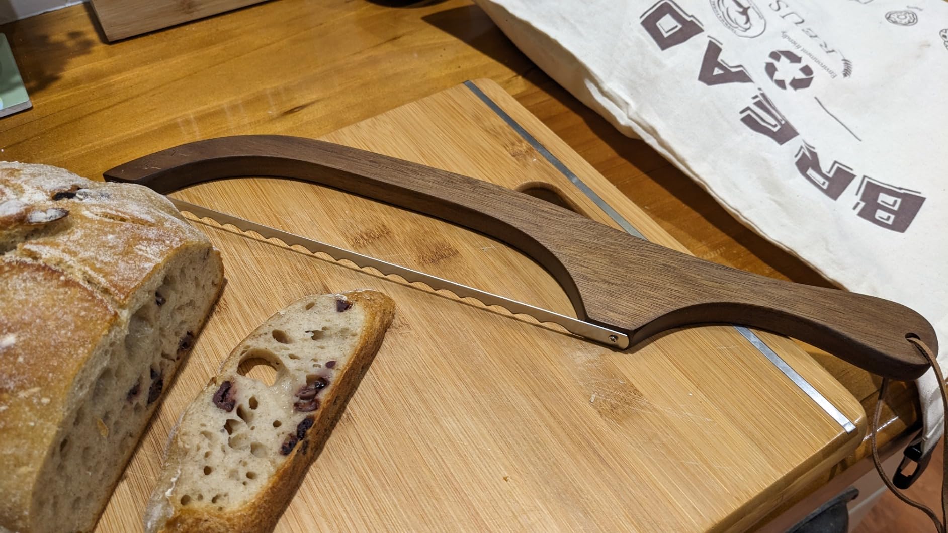 Sourdough Slicer Knife, 15.7Inches Food Grade Bread Slicer with Wooden ...