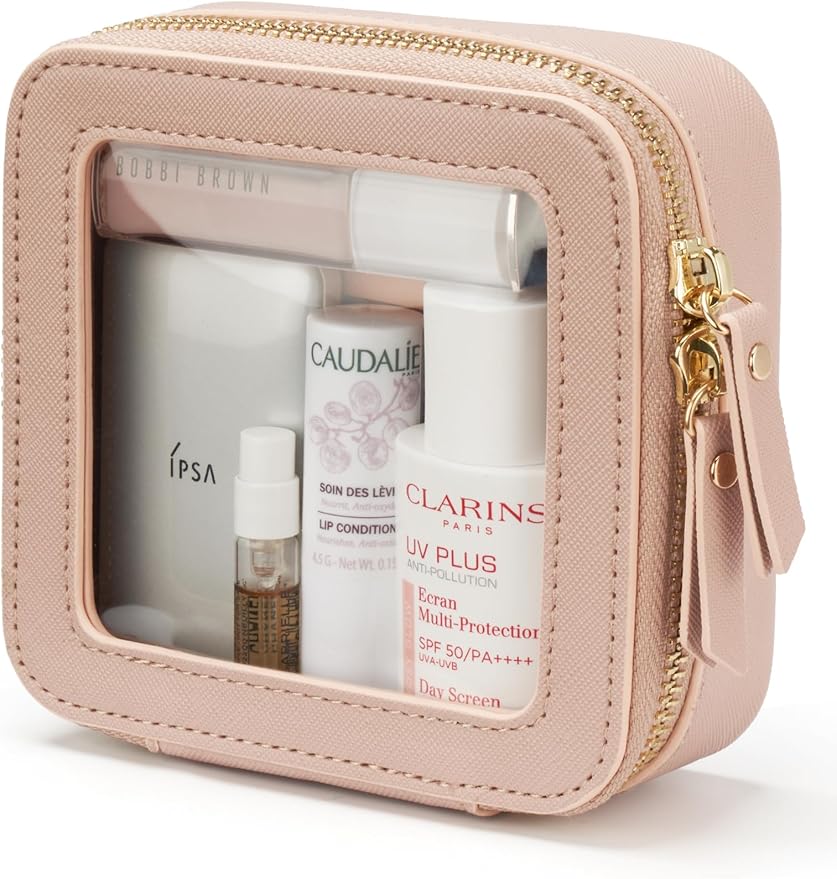 Amazon.com: Small Makeup Bag for Purse Mini Cosmetic Bag Clear Pink ...