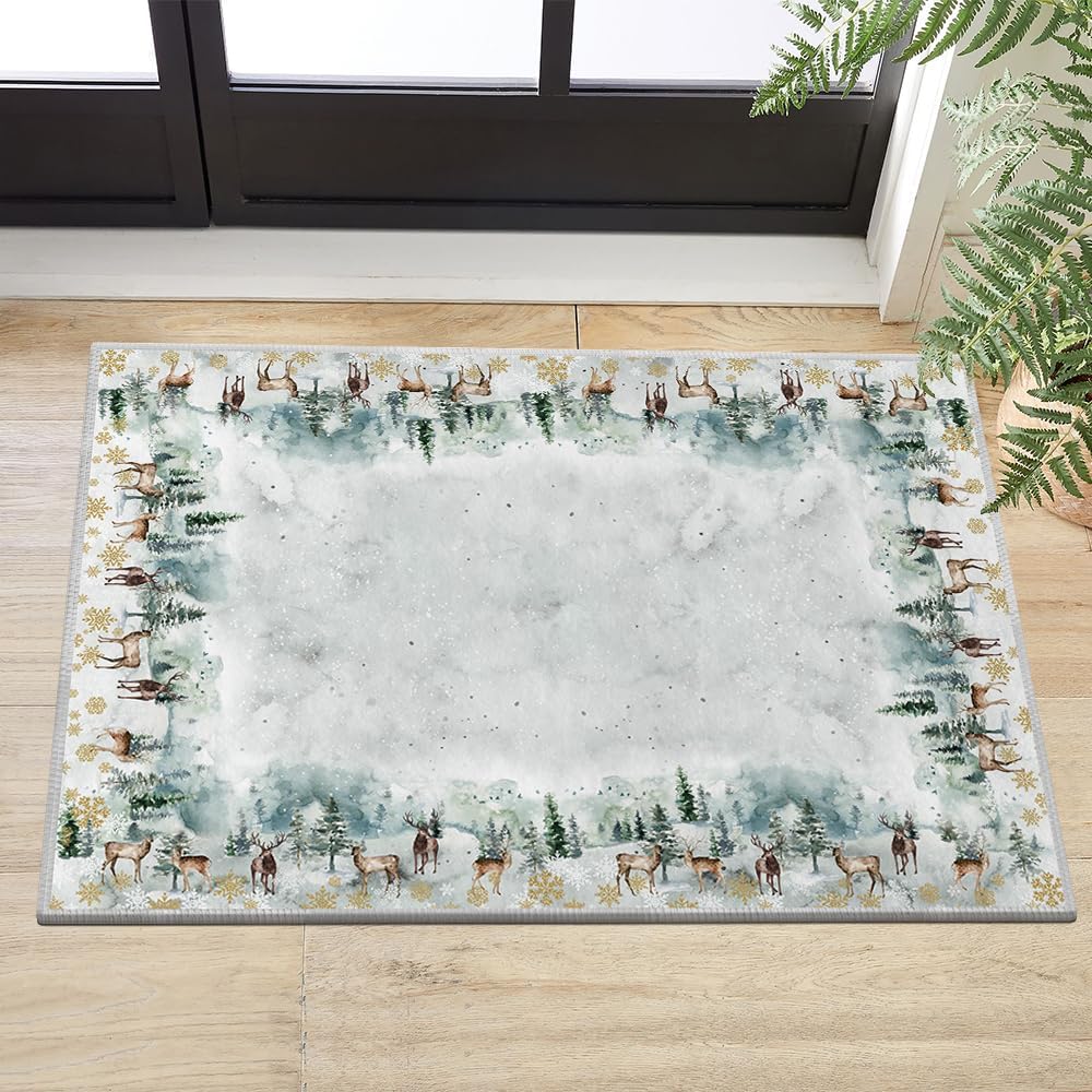 Amazon.com: Artoid Mode Deer Snowflakes Pine Tree Christmas Door Mat ...