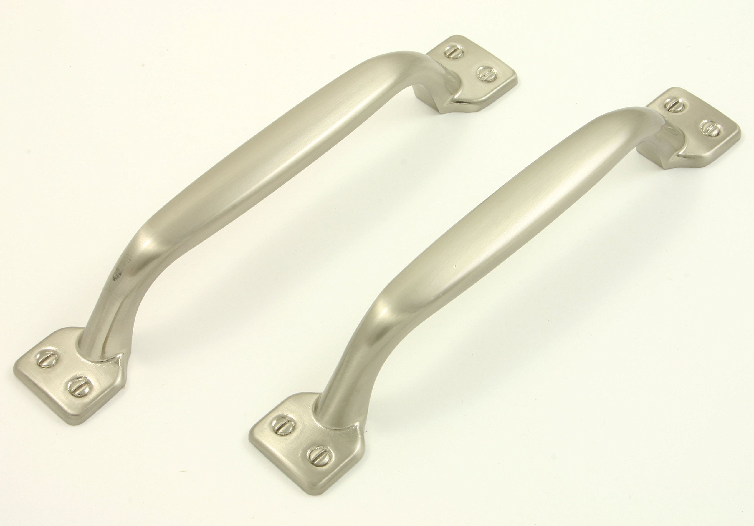 2 x Brushed Nickel Shaker Style D Handle. Kitchen or Cupboard Handles ...