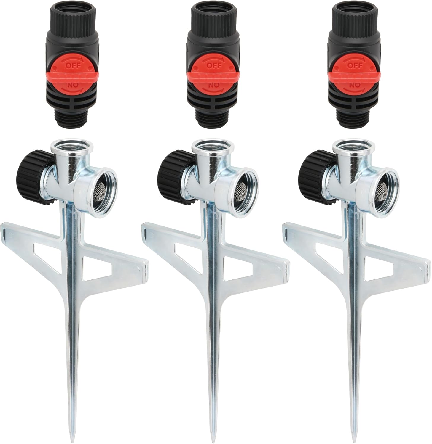 Amazon.com : Eden 96999 1/2-Inch Zinc Lawn Sprinkler Step Spike Base, 3 ...