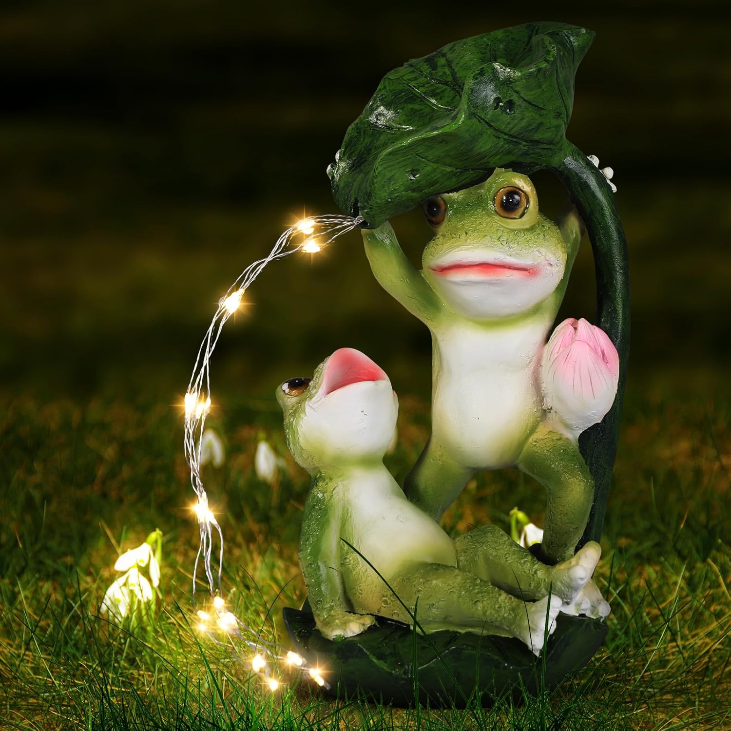Frogs Garden Outdoor Decor Statue, Large Resin Solar Frog Figurines ...