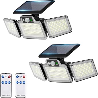 JumJam Flood and Security Lights, 270° Wide Angle, Solar Outside Lights ...
