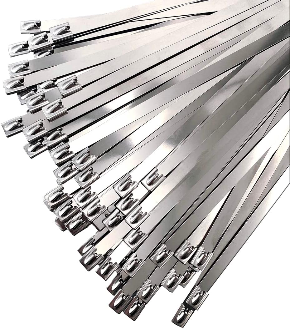 Amazon.com: Gungtien 100PCS Metal Cable Zip Ties, 304 Stainless Steel ...