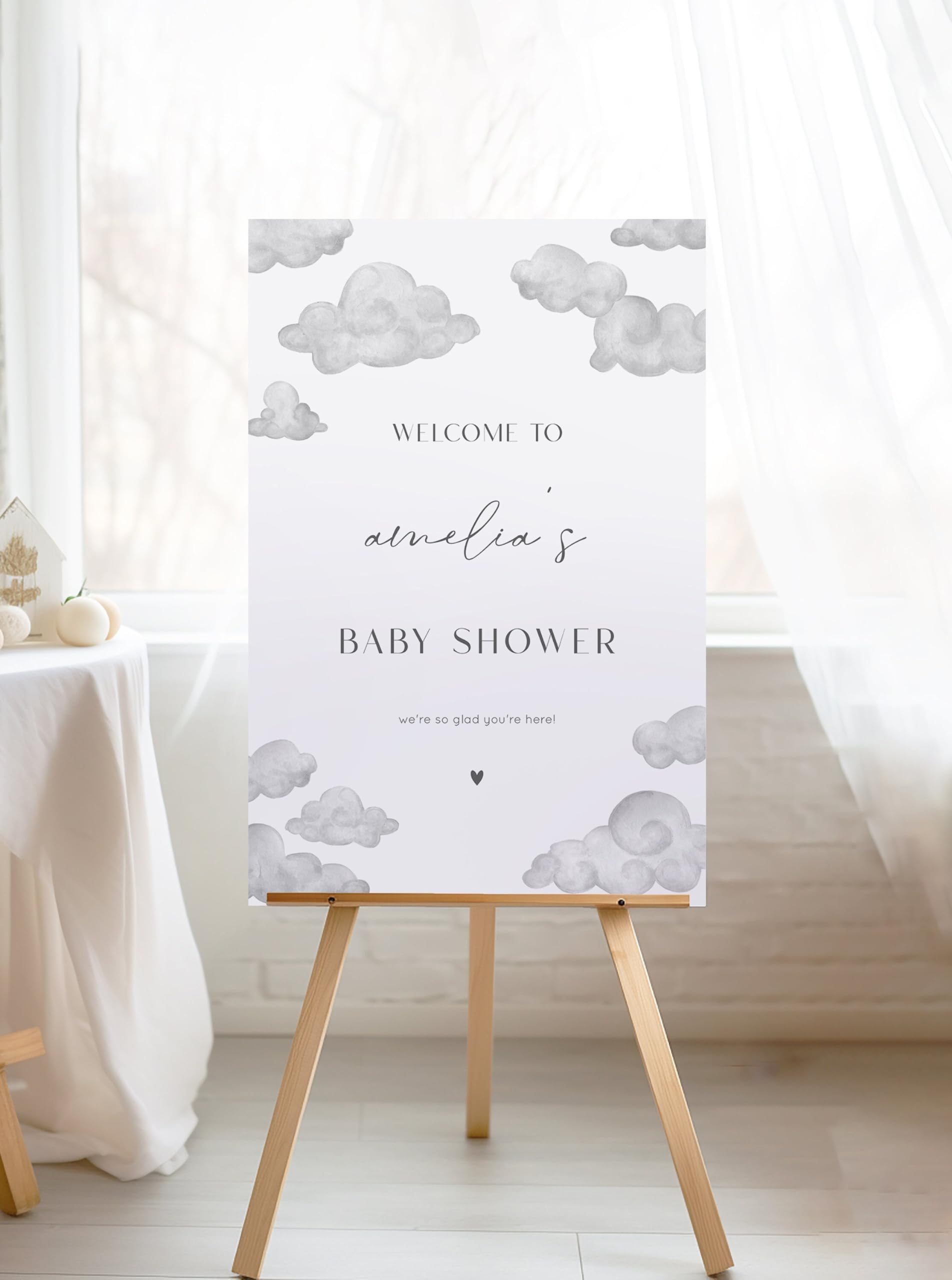 Amazon.com: Cloud Baby Shower Welcome Sign Cloud Printable Baby Shower ...
