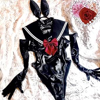 Amazon.co.jp: PU Leather Bunny Girl Set Bunny Leotard Bodysuit Cosplay ...