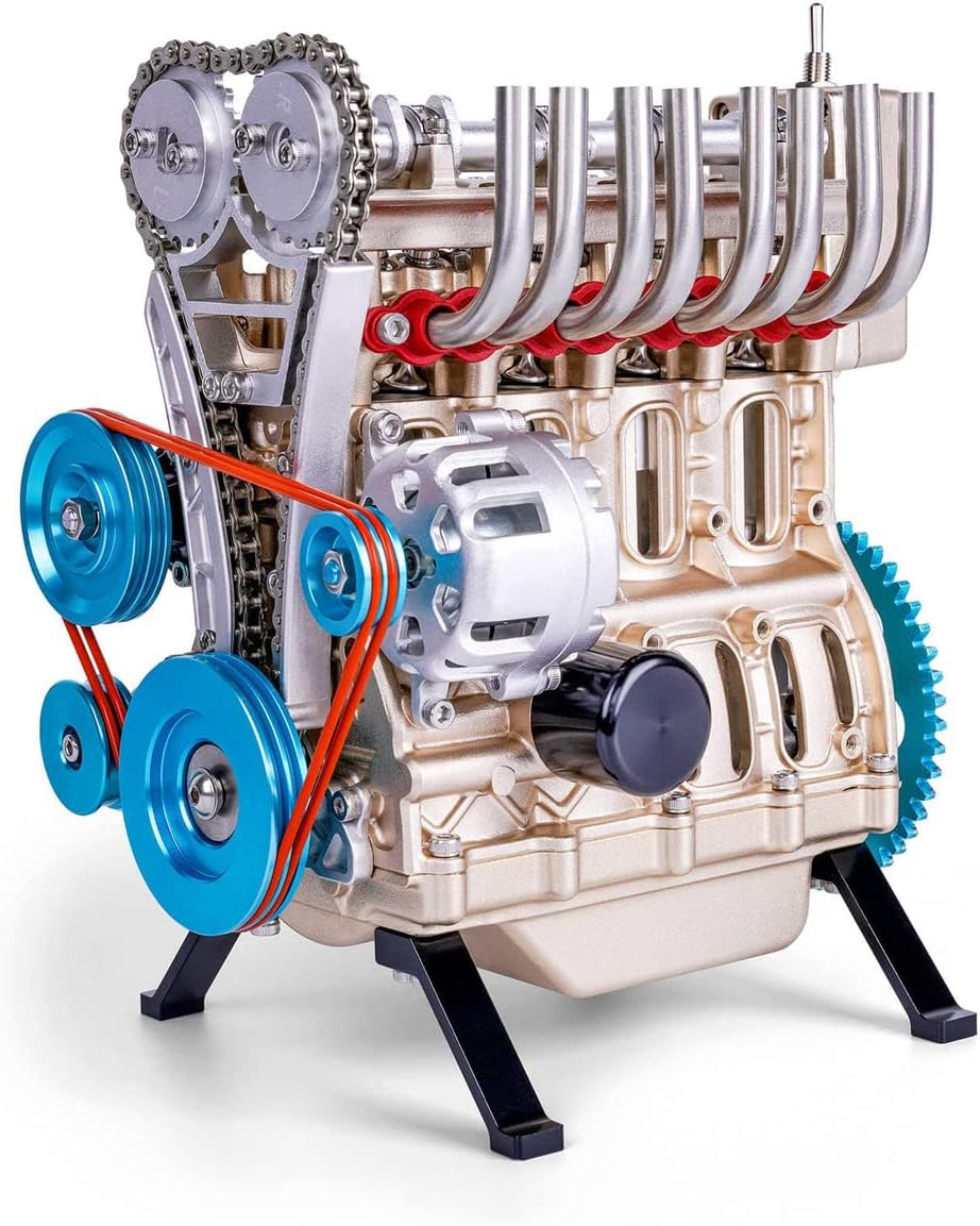 Amazon.com: Teching 4 Cylinder Full Metal Model Engine Assembly Kit ...