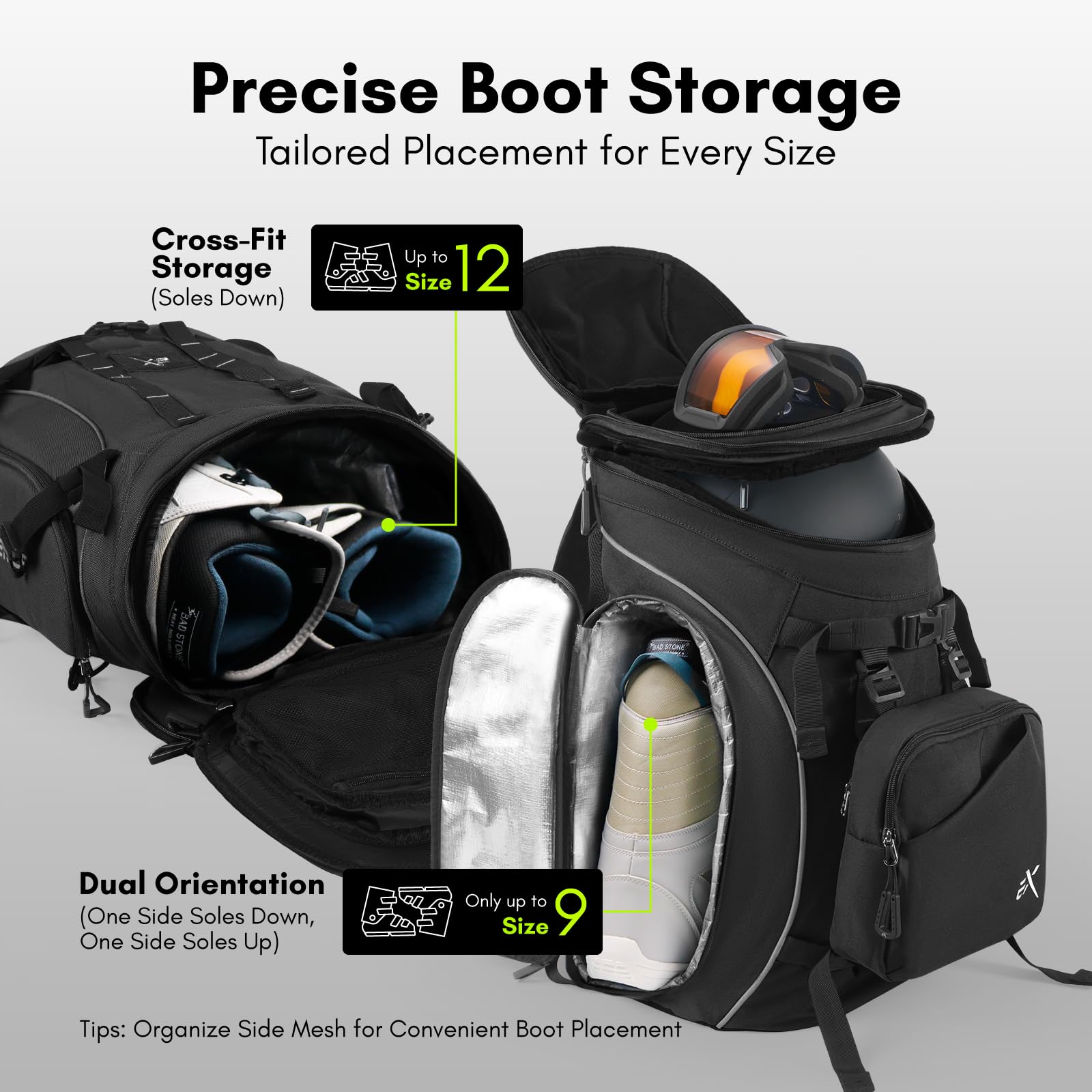 Snapklik.com : Ski Boot Bag, Waterproof Ski Boot Backpack To Organize ...