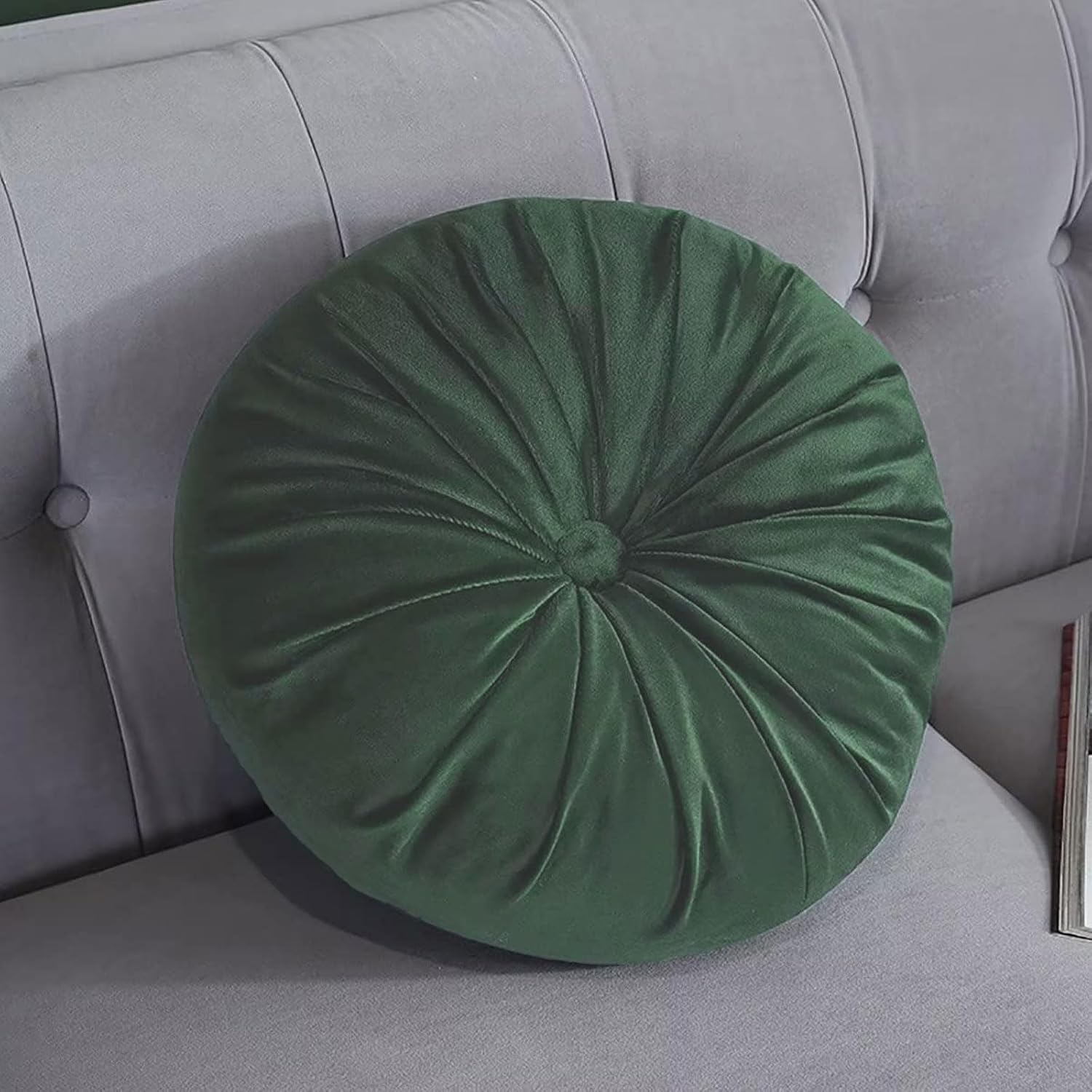 Amazon.com: GOUTO Green Round Solid Color Velvet Chair Cushion Couch ...