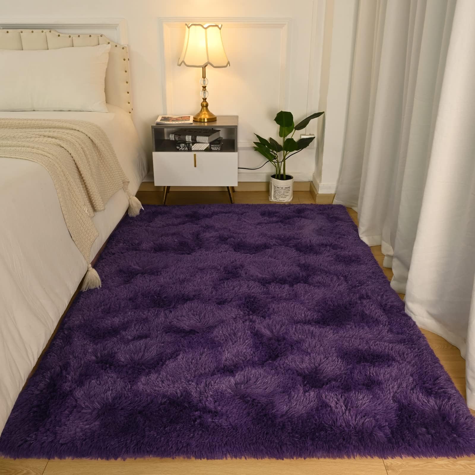 Amazon.com: Home Queen Solid Color Custom Size Runner Area Rug Purple ...