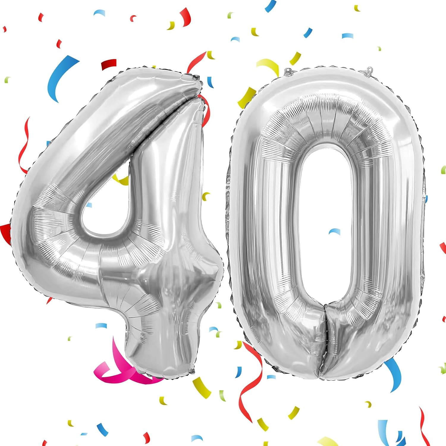 Amazon.com: 40th Birthday Decorations Woman Silver Number Balloons 40 ...