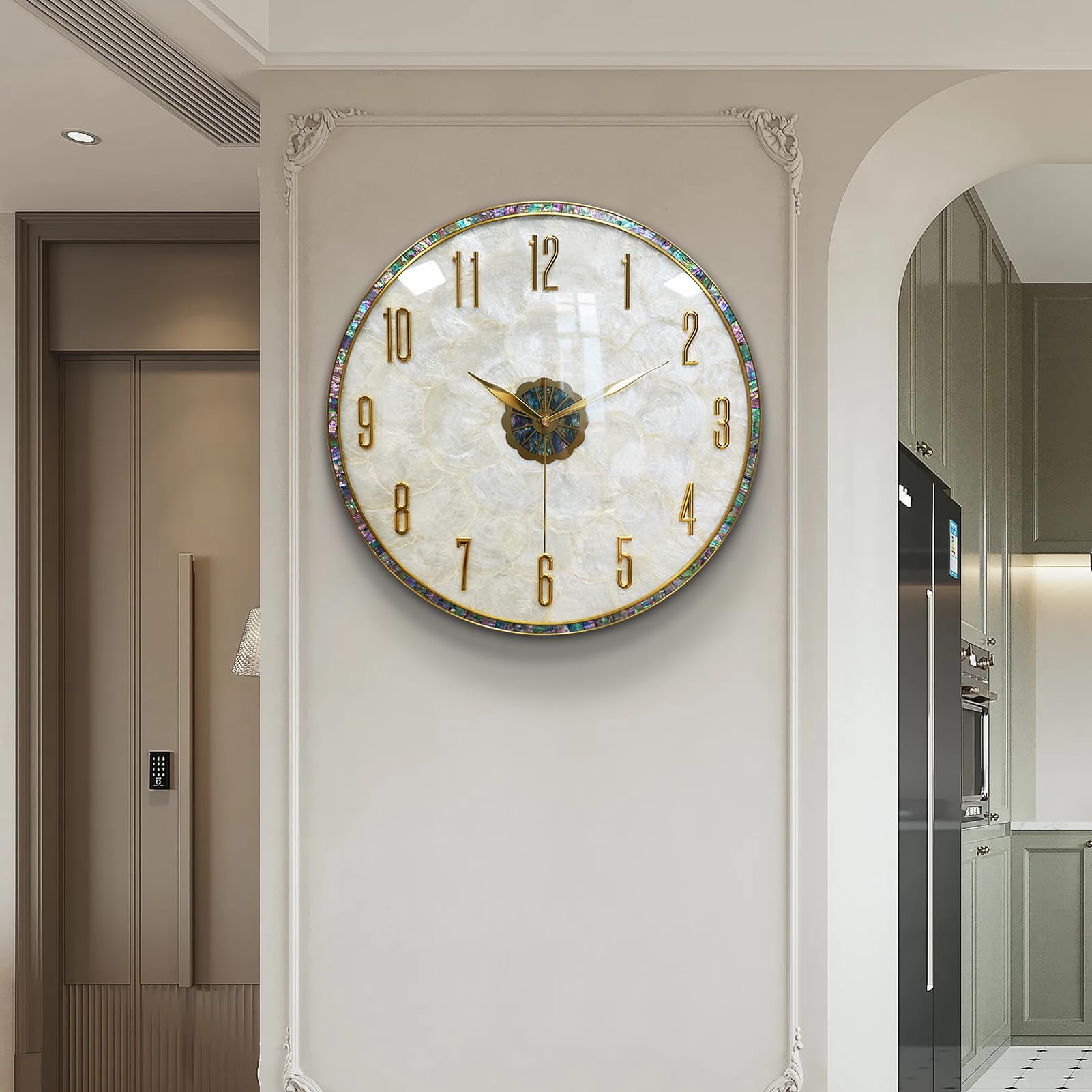 Amazon.com: HEBOIX Natural Shell Wall Clock,Large Modern Decorative ...