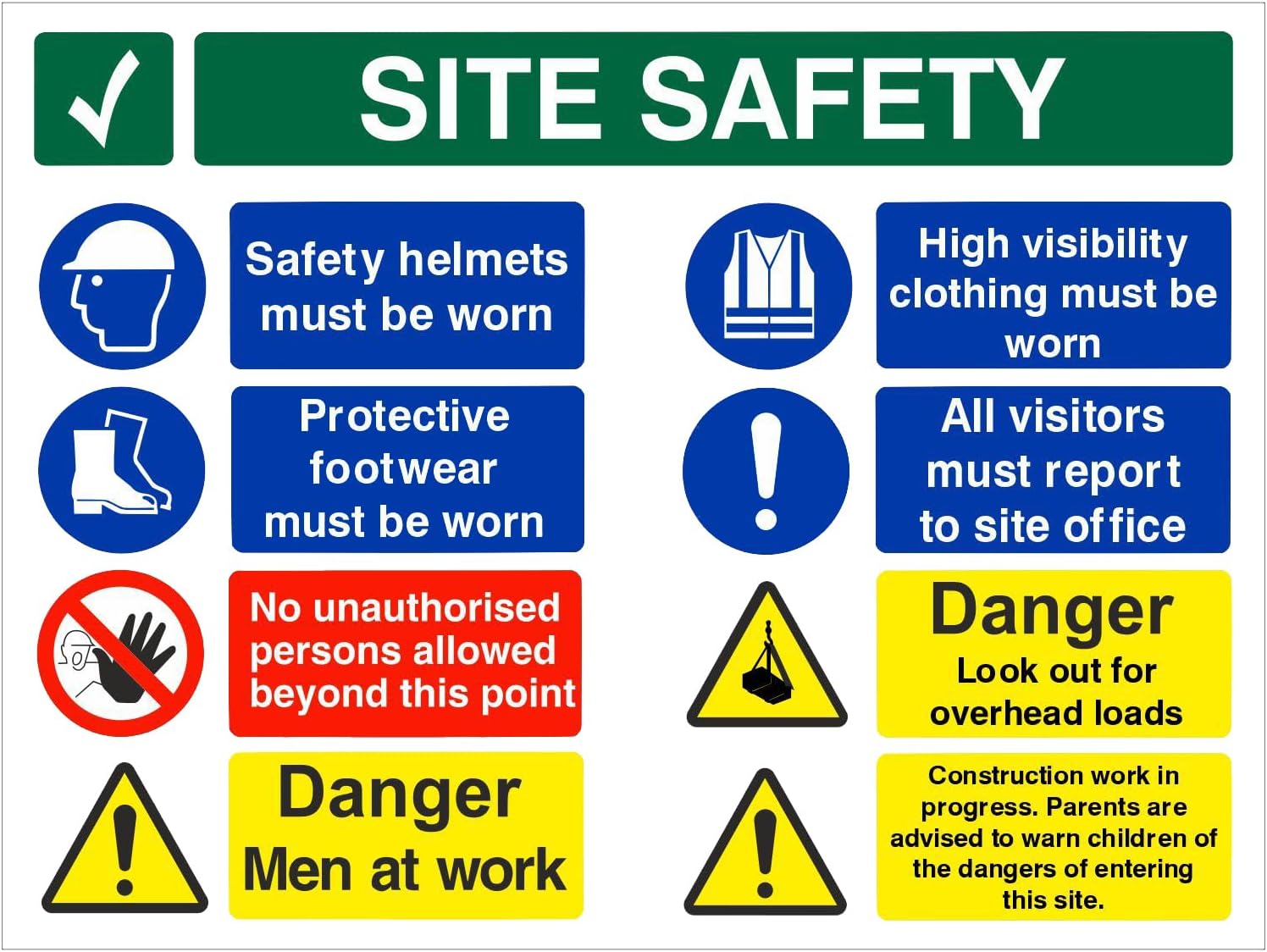 Amazon.com: Danger Men At Work Multi Message Safety Board Site, Metal ...