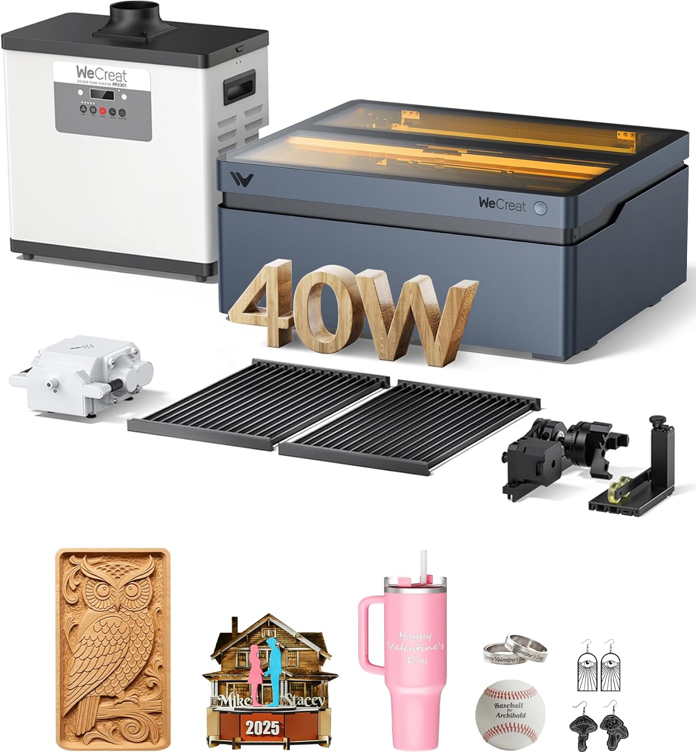 Amazon.com: WECREAT Vision 40W Laser Cutter with Fume Extractor, 4 in 1 ...
