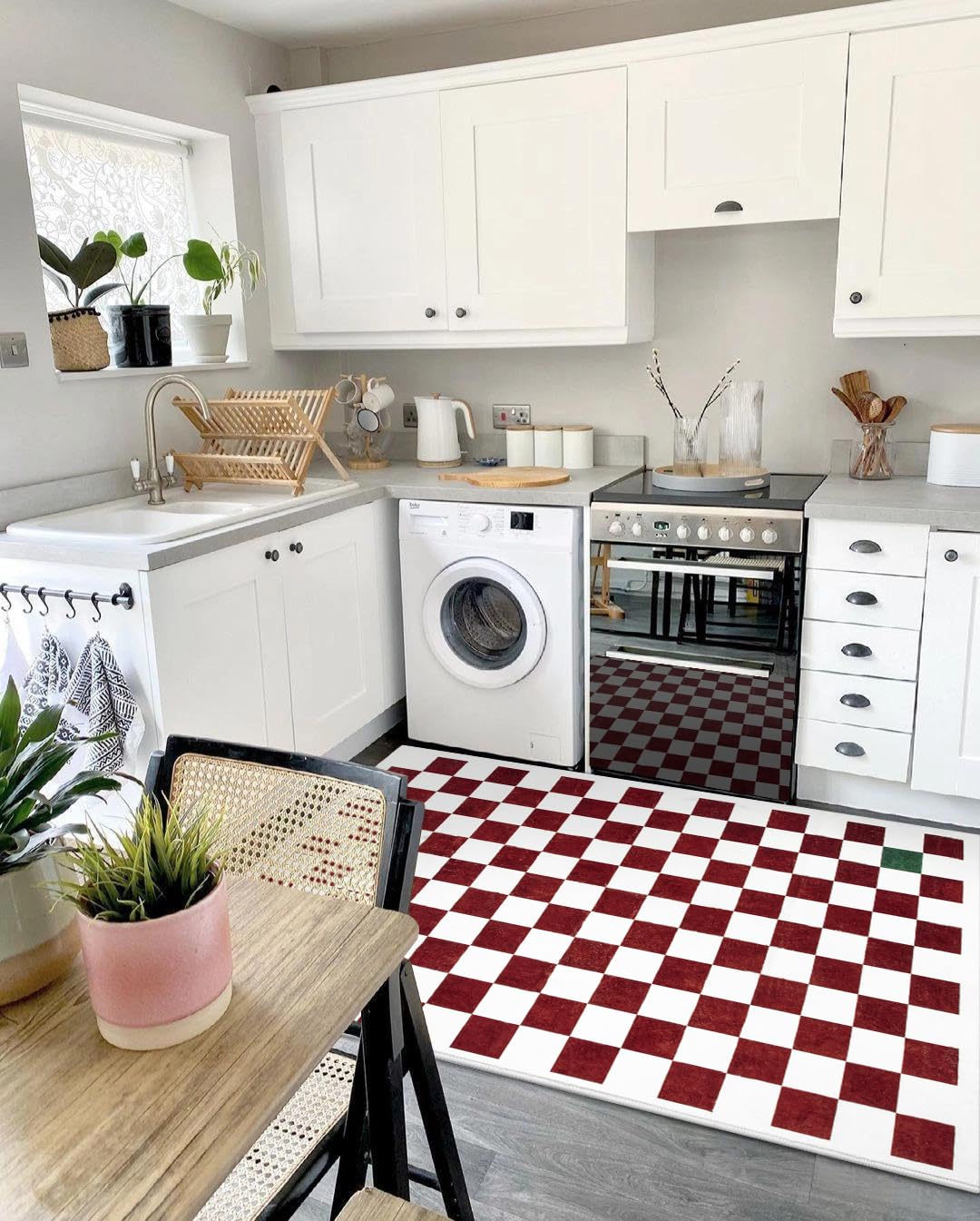 Wonnitar Washable Checkered 5x7 Area Rug,Non-Slip Large Living Room ...