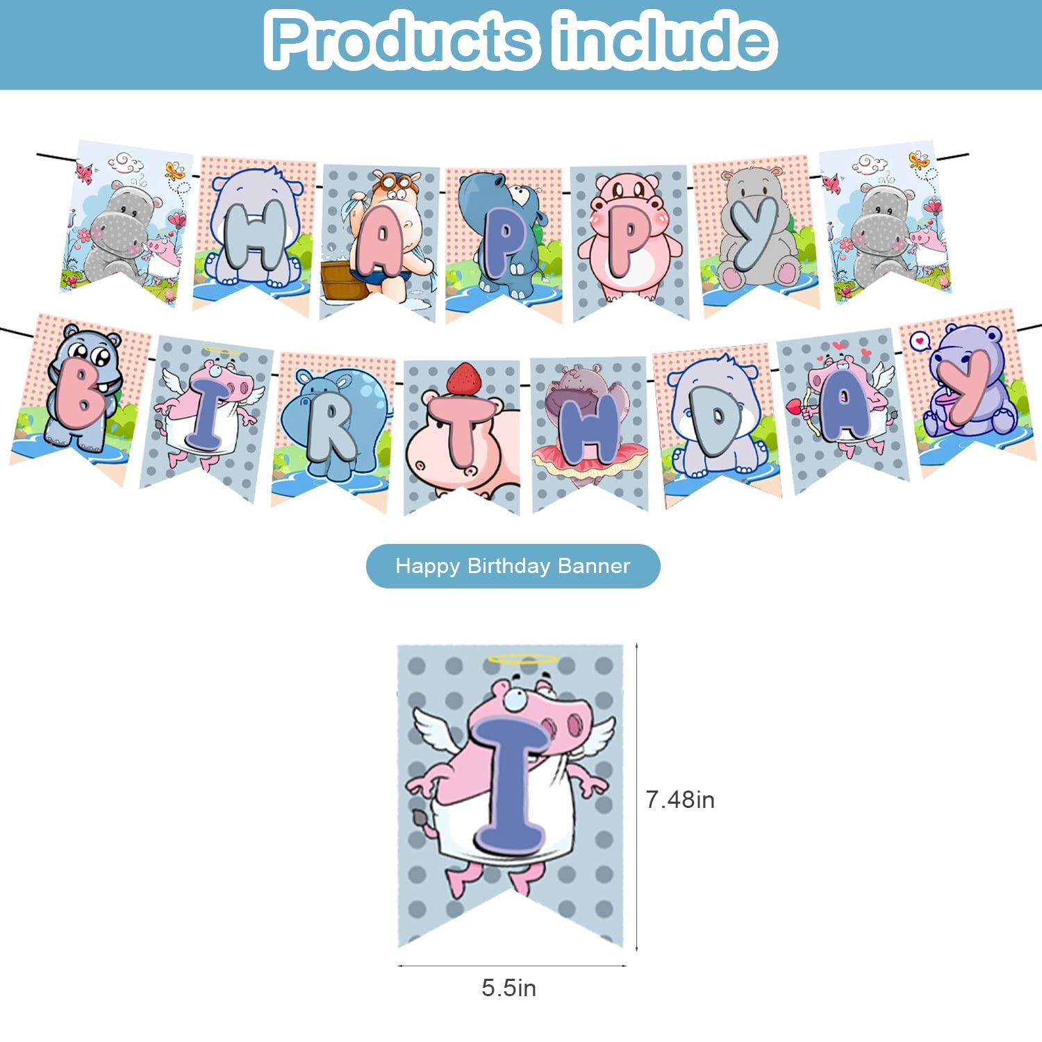 Snapklik.com : Hippo Party Supplies,Cartoon Animal Hippo Party ...