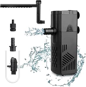 hygger Aquarium Filter, 220L/H 3W Internal Aquarium Filters, Water Flow ...