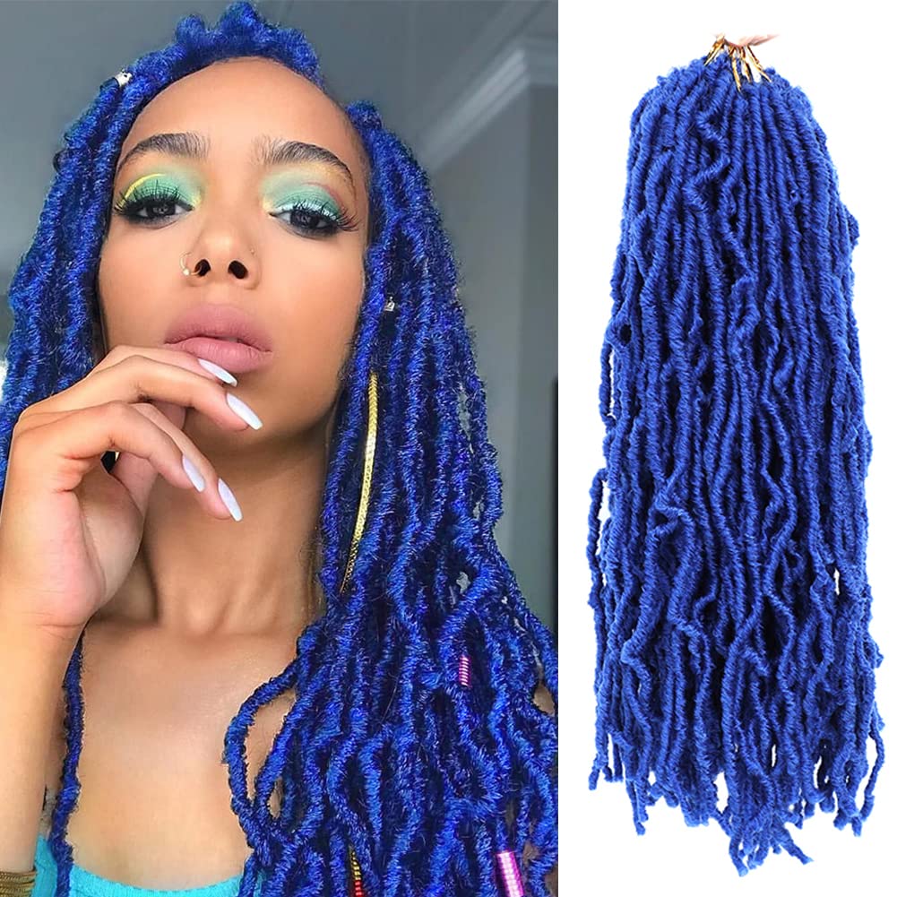 Amazon.com : Soft Locs Crochet Hair 24Iinch Blue Color Curly Wavy ...