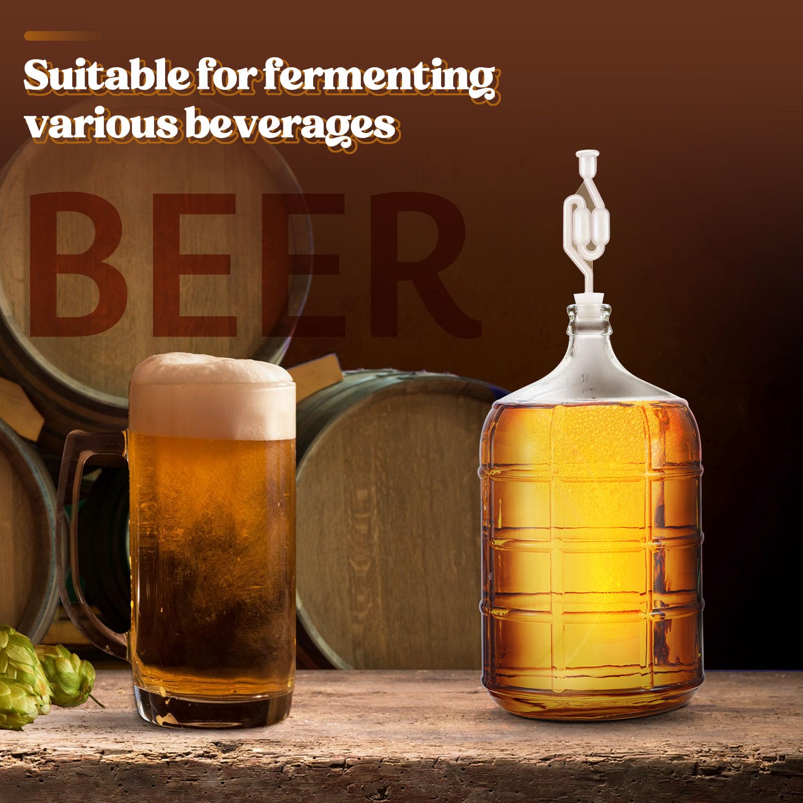 (ONLY 1) 2 Pieces 3 Gallon Glass Carboy with Drilled and Undrilled ...