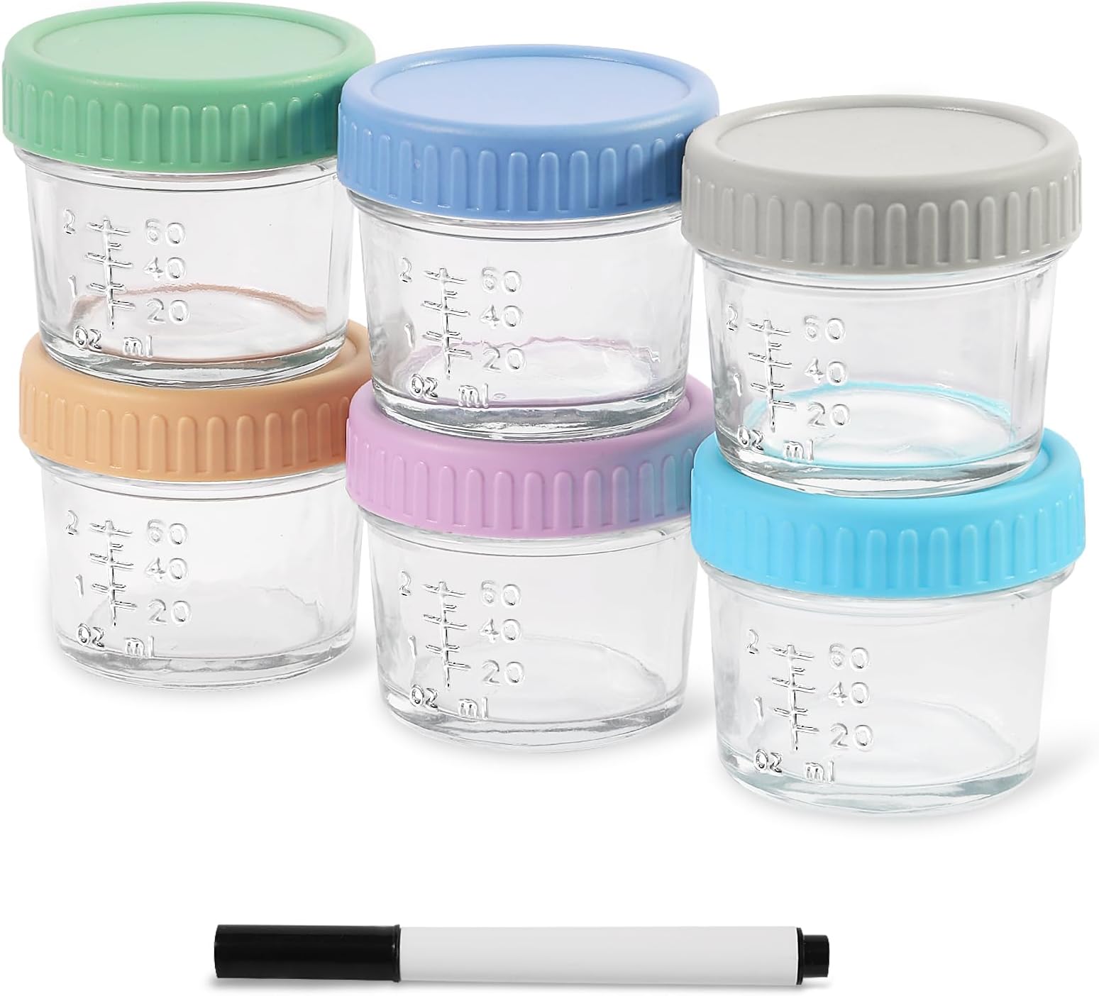 Amazon.com : Glass Baby Food Storage Containers Set of 12, Leakproof 4 ...
