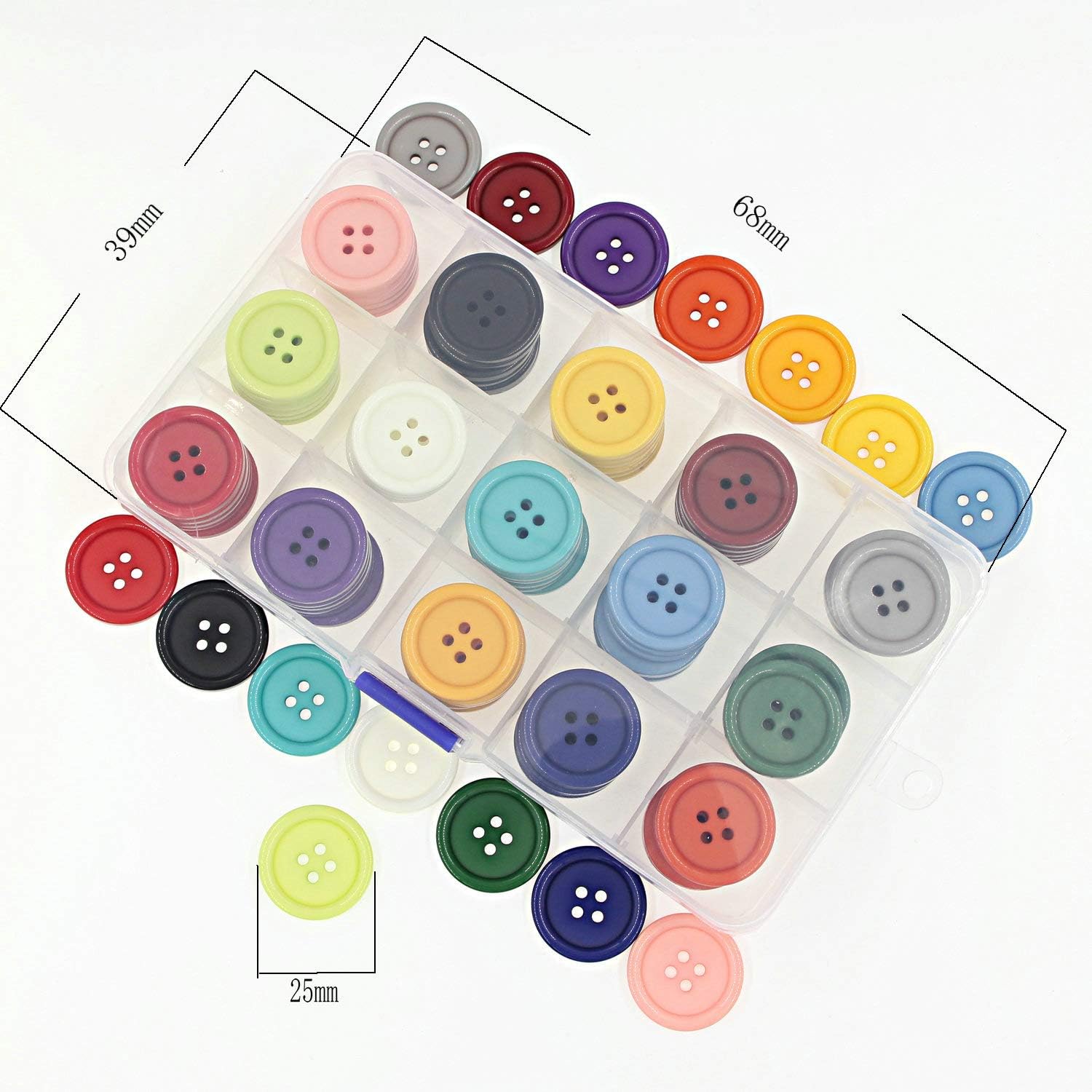 Amazon.com: 15 Colors Sewing Resin Buttons 1 Inch(25mm) Multicolored ...