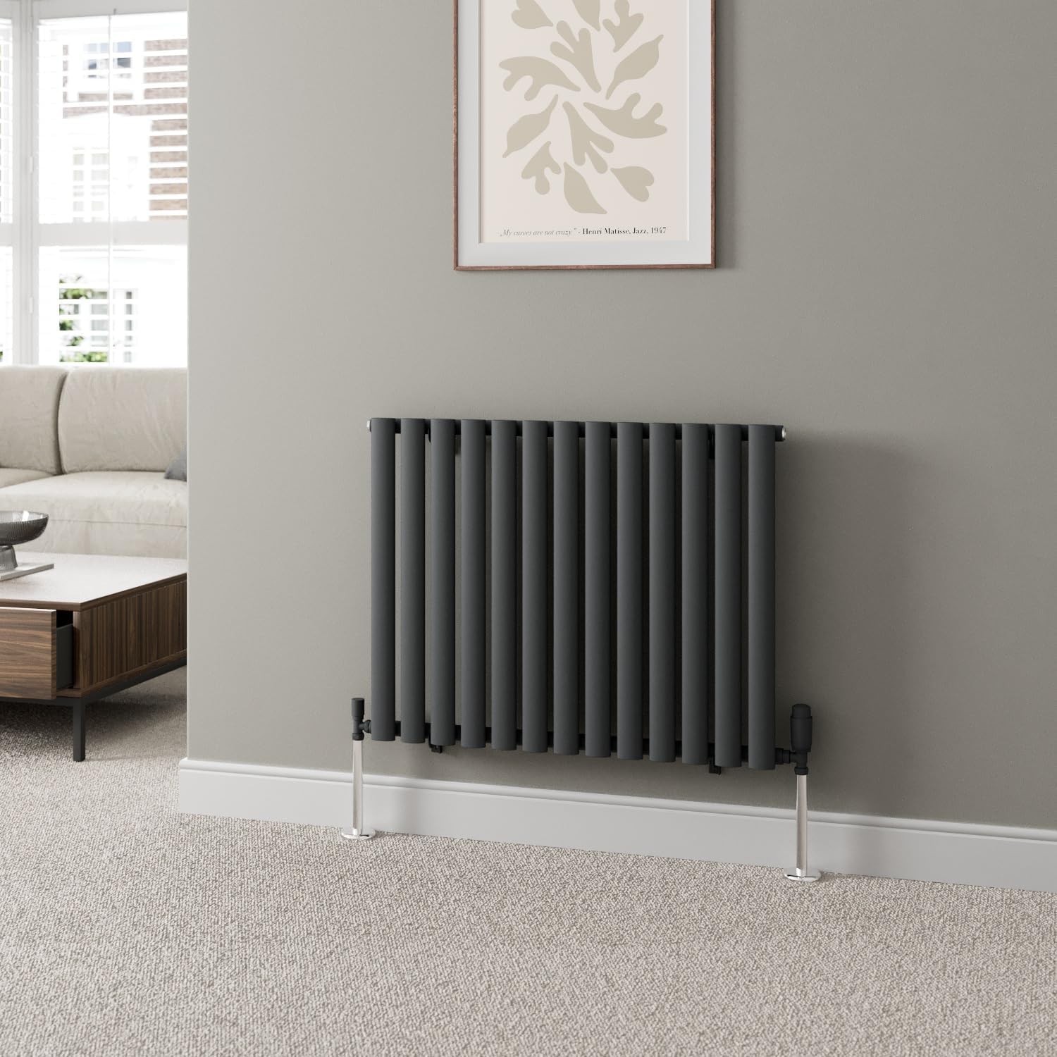 DuraTherm® 600 x 780mm Anthracite Horizontal Designer Radiator Single ...