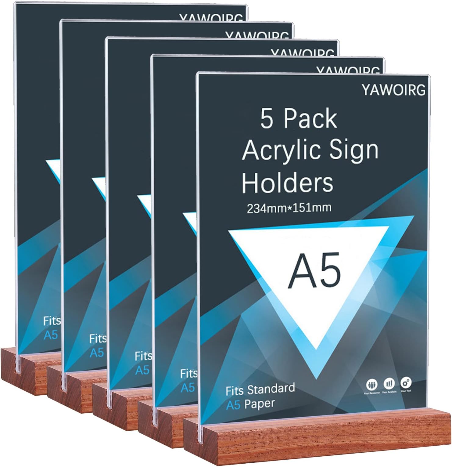 YAWOIRG A5 Acrylic Sign Holders,5 Pack Clear Plastic Display Stands,T ...