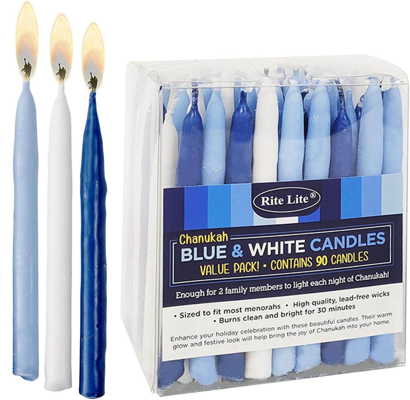 Amazon.com: Rite Lite Deluxe Multicolor Chanukah Candles, Comes with 45 ...
