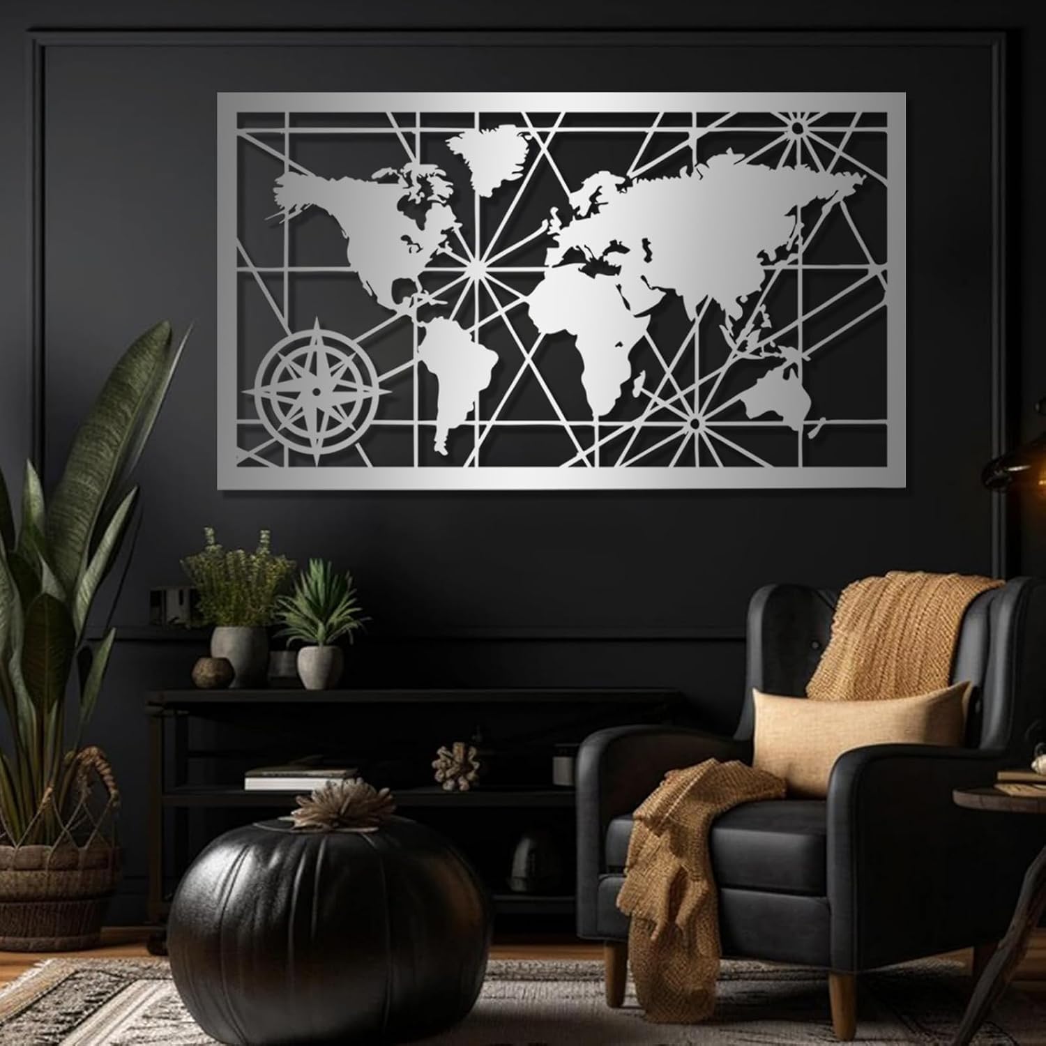 Amazon.com: World Map Metal Wall Decor, Metal Map Wall Art, Metal World ...