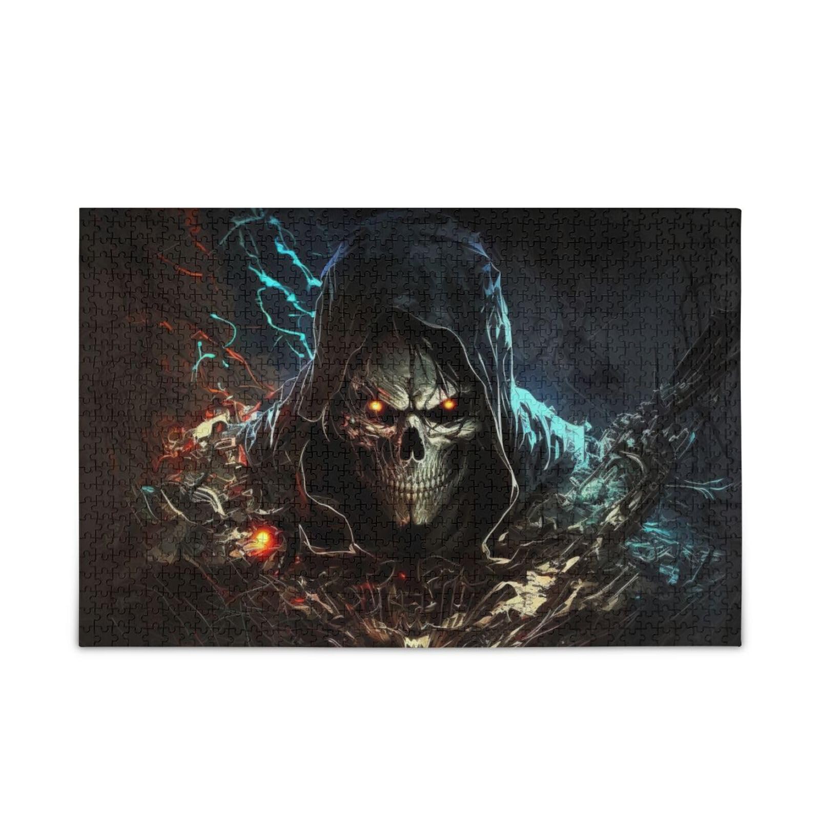 Amazon.com: ZENWAWA Wooden Jigsaw Puzzle 1000 Pieces Dark Skull Print ...