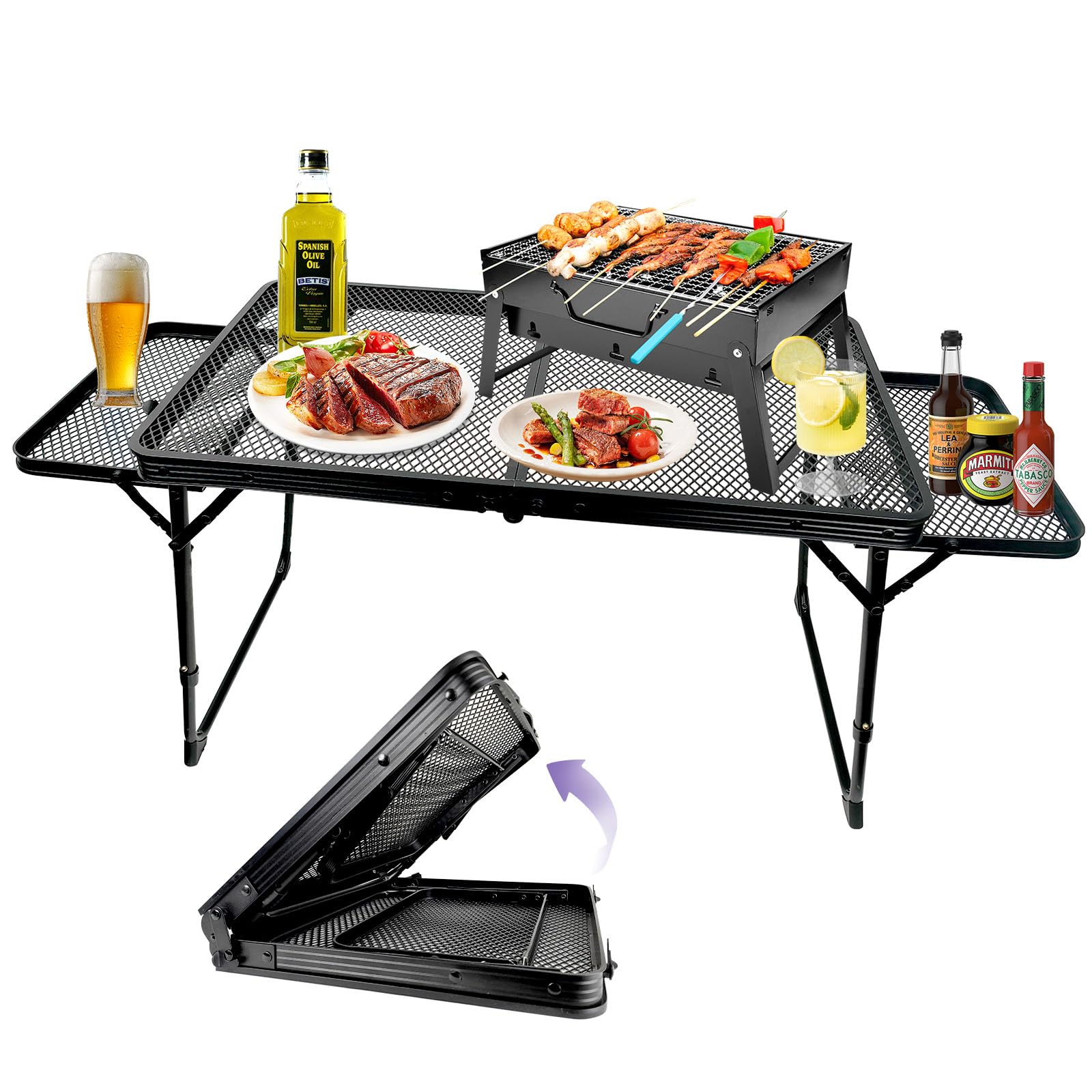 Amazon.com: BRIAN & DANY Folding Grill Table Camping Table, Metal ...