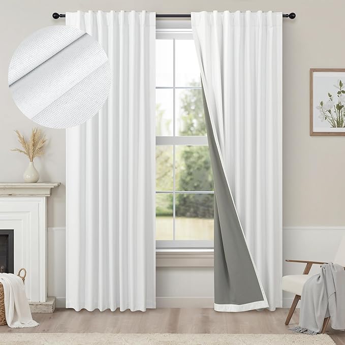 Amazon.com: 78 Inch Long Linen Textured Blackout Curtains 2 Panels Set ...