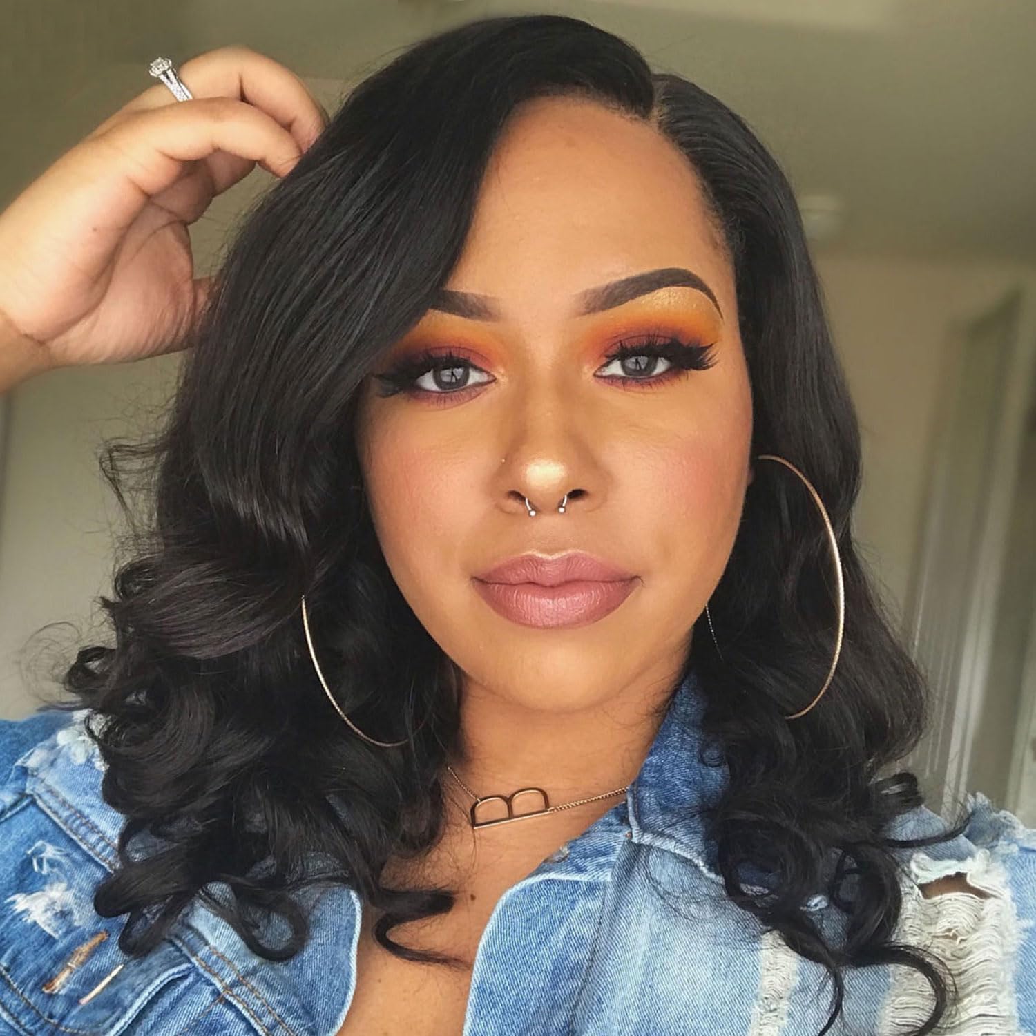 Amazon.com : Fancy Hair Short Body Wavy Wig Glueless Loose Wave Wigs ...