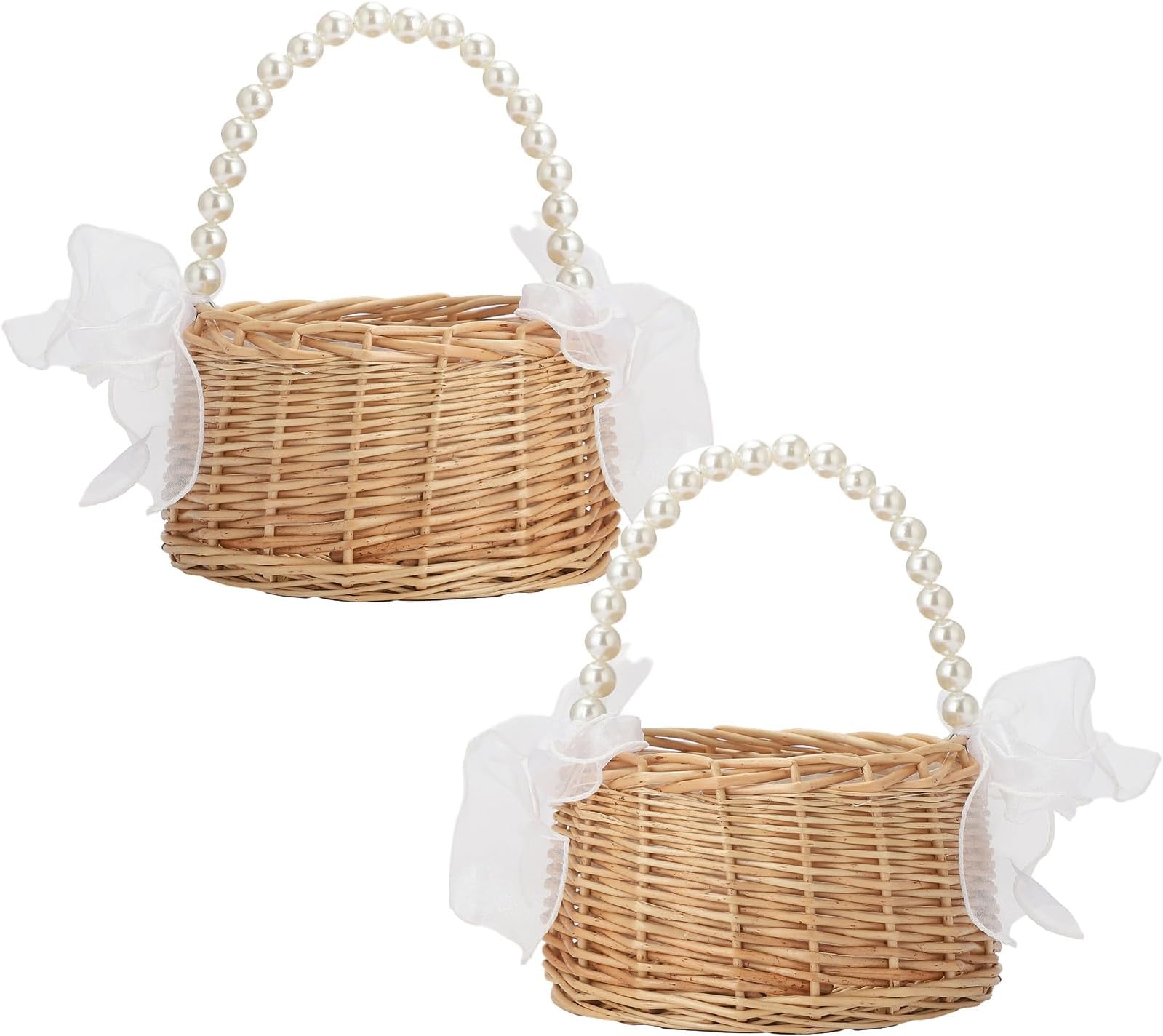 Amazon.com: MODUDY 2Pack Wedding Flower Girl Basket Set,Pearl Handle ...